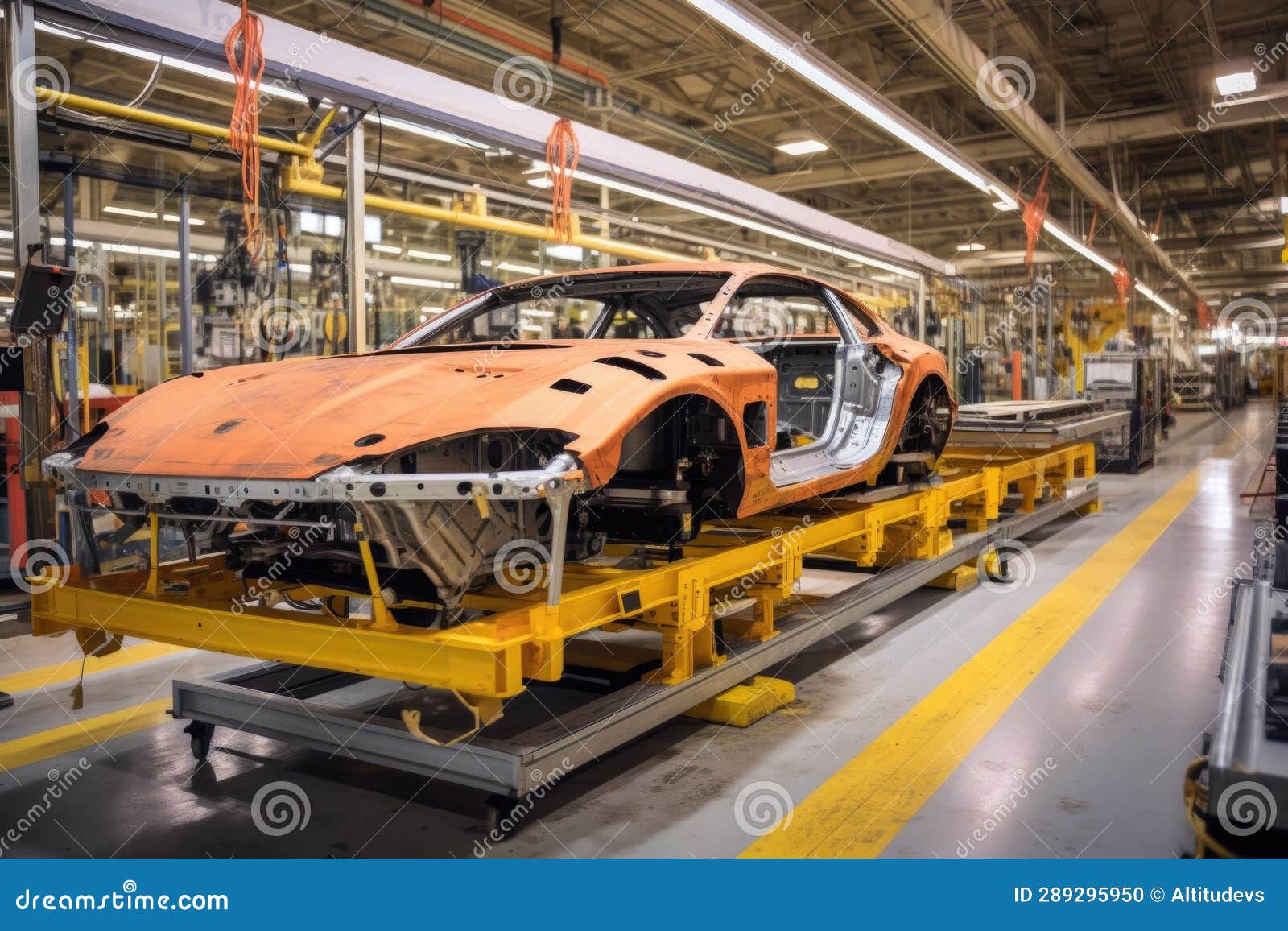 Suspended Car Chassis Moving Along Assembly Line Stock Photo - Image of ...