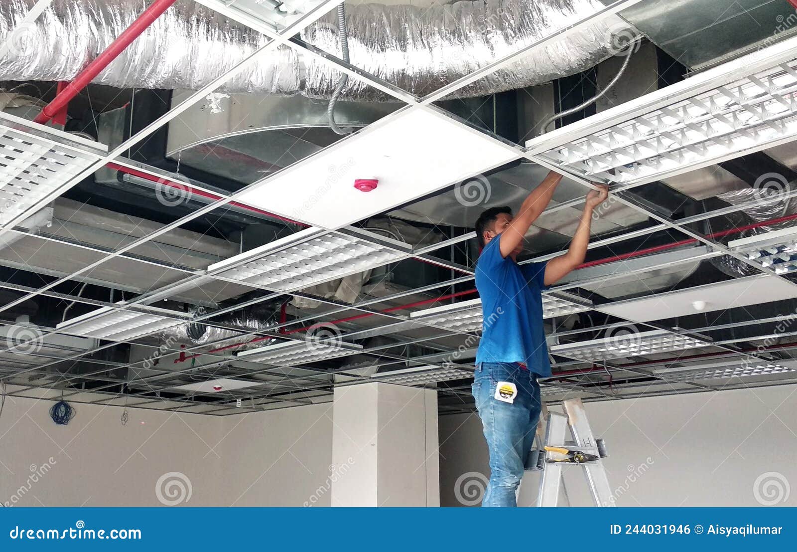 Suspended Ceiling Frame and Board Under Construction at the ...