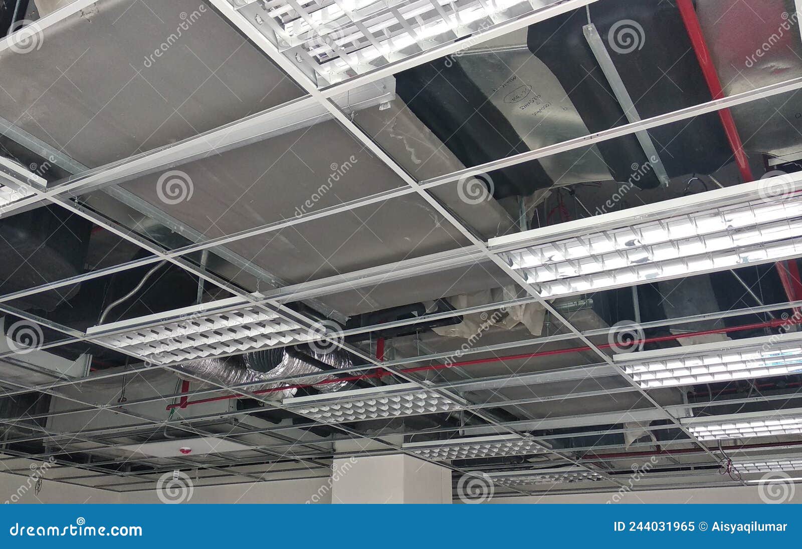 Suspended Ceiling Frame and Board Under Construction at the ...