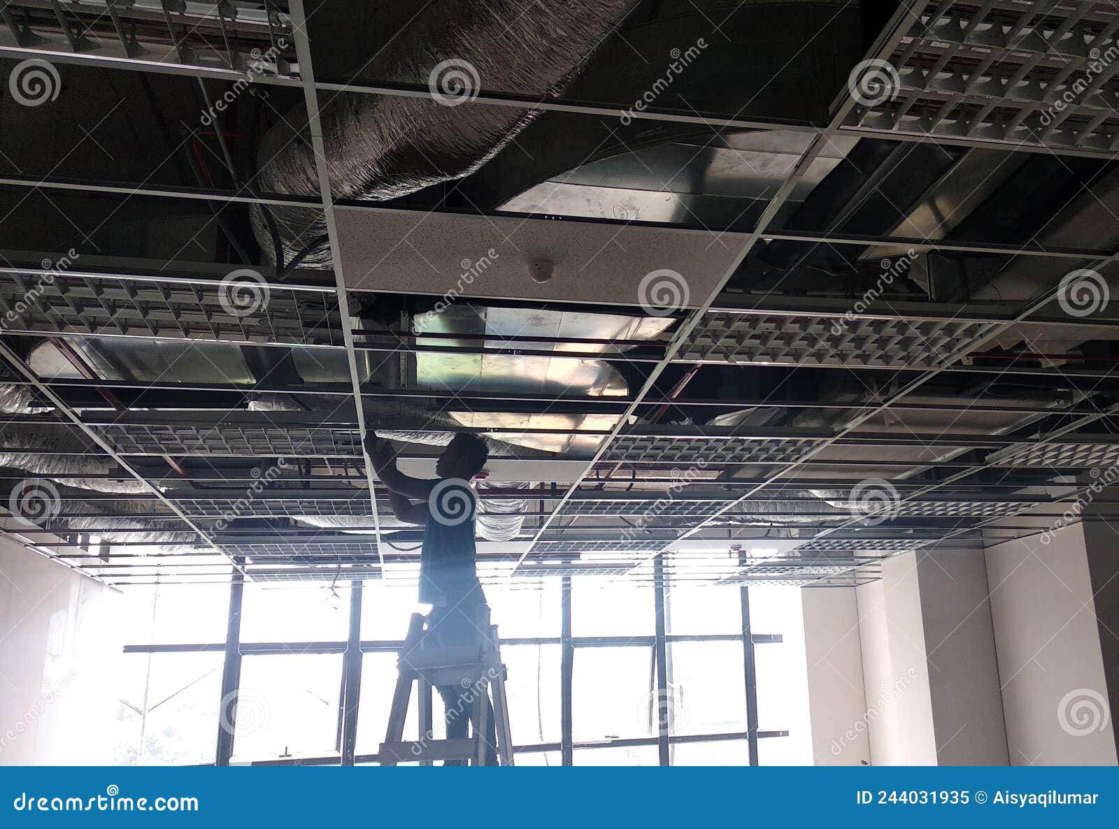 Suspended Ceiling Frame and Board Under Construction at the ...