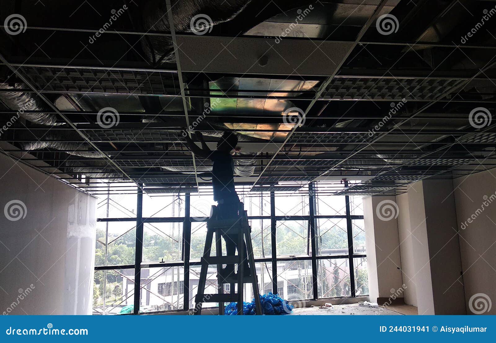 Suspended Ceiling Frame and Board Under Construction at the ...