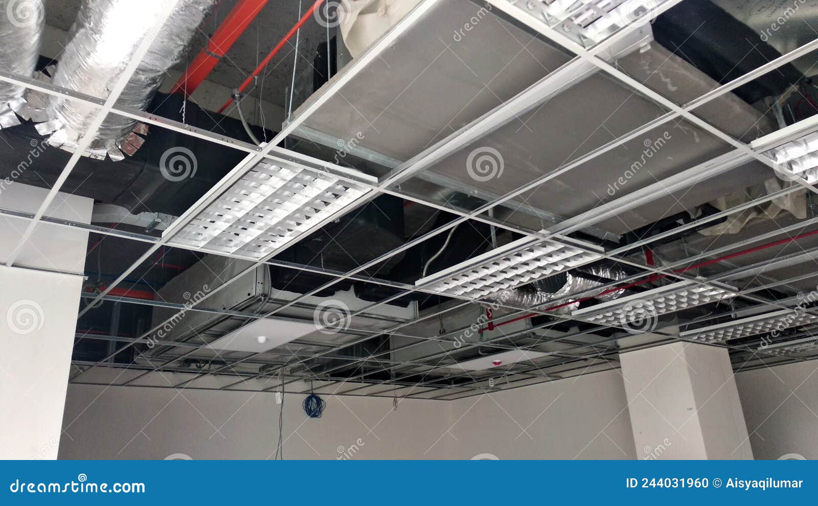 Suspended Ceiling Frame and Board Under Construction at the ...