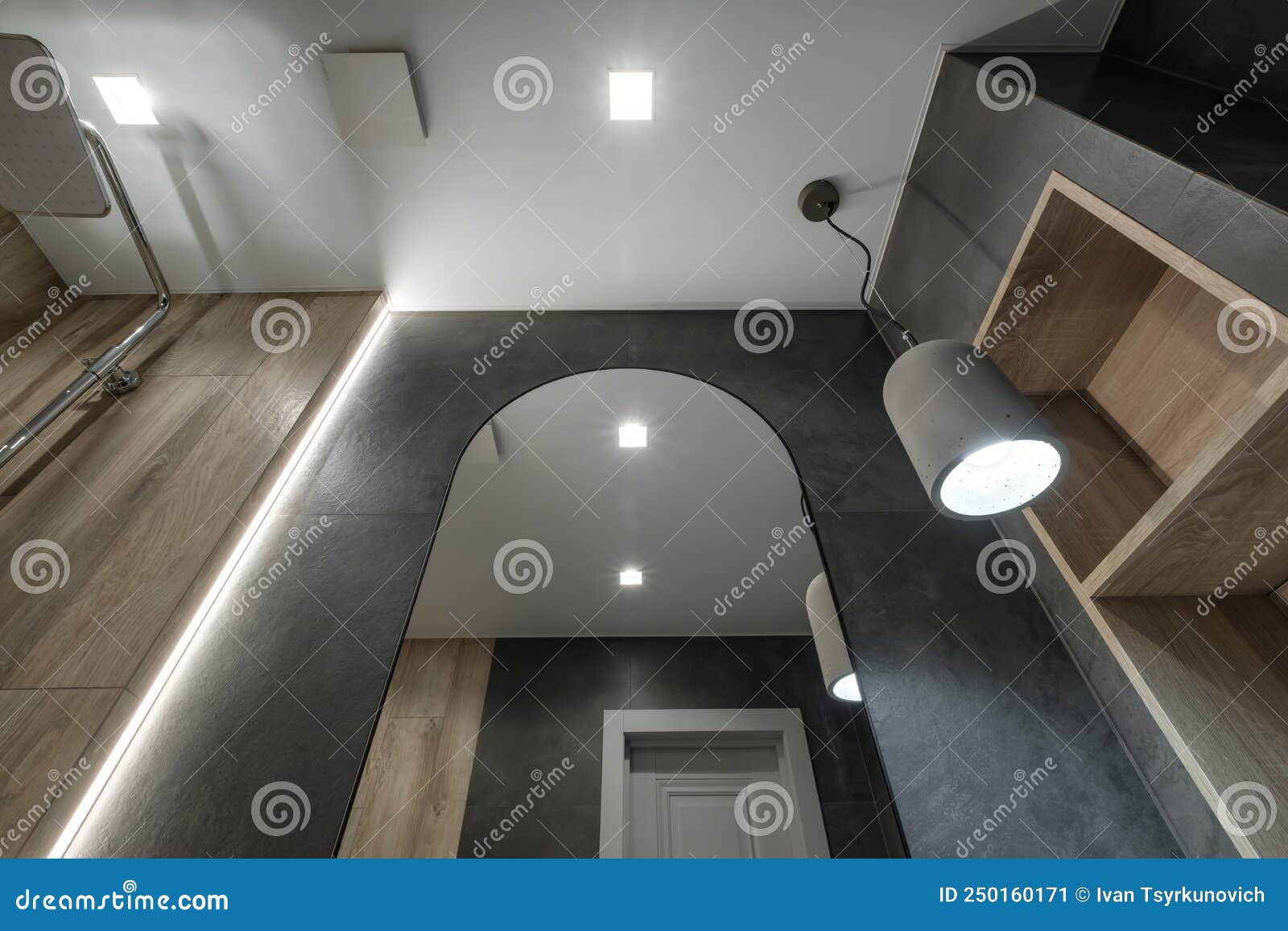 Suspended Ceiling with Halogen Spots Lamps and Drywall Construction in ... Suspended Ceiling with Halogen Spots Lamps and Drywall Construction in ...