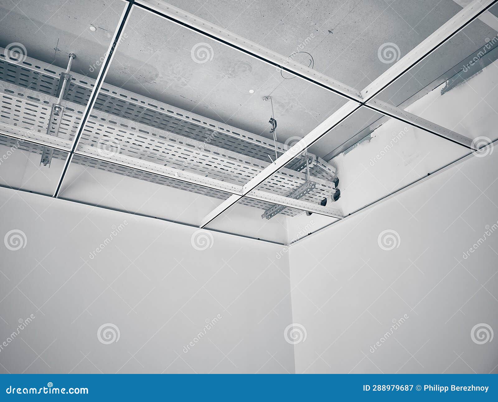 Framework of False Ceilings Stock Image - Image of false, conditioning ...