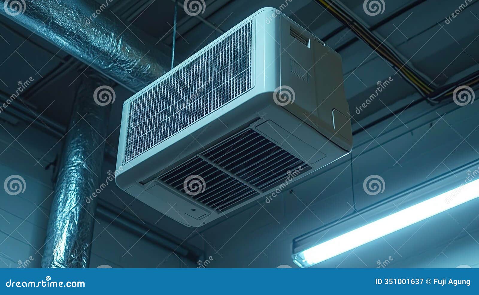 Suspended Ceiling-mounted HVAC Unit in Industrial Setting Stock ...