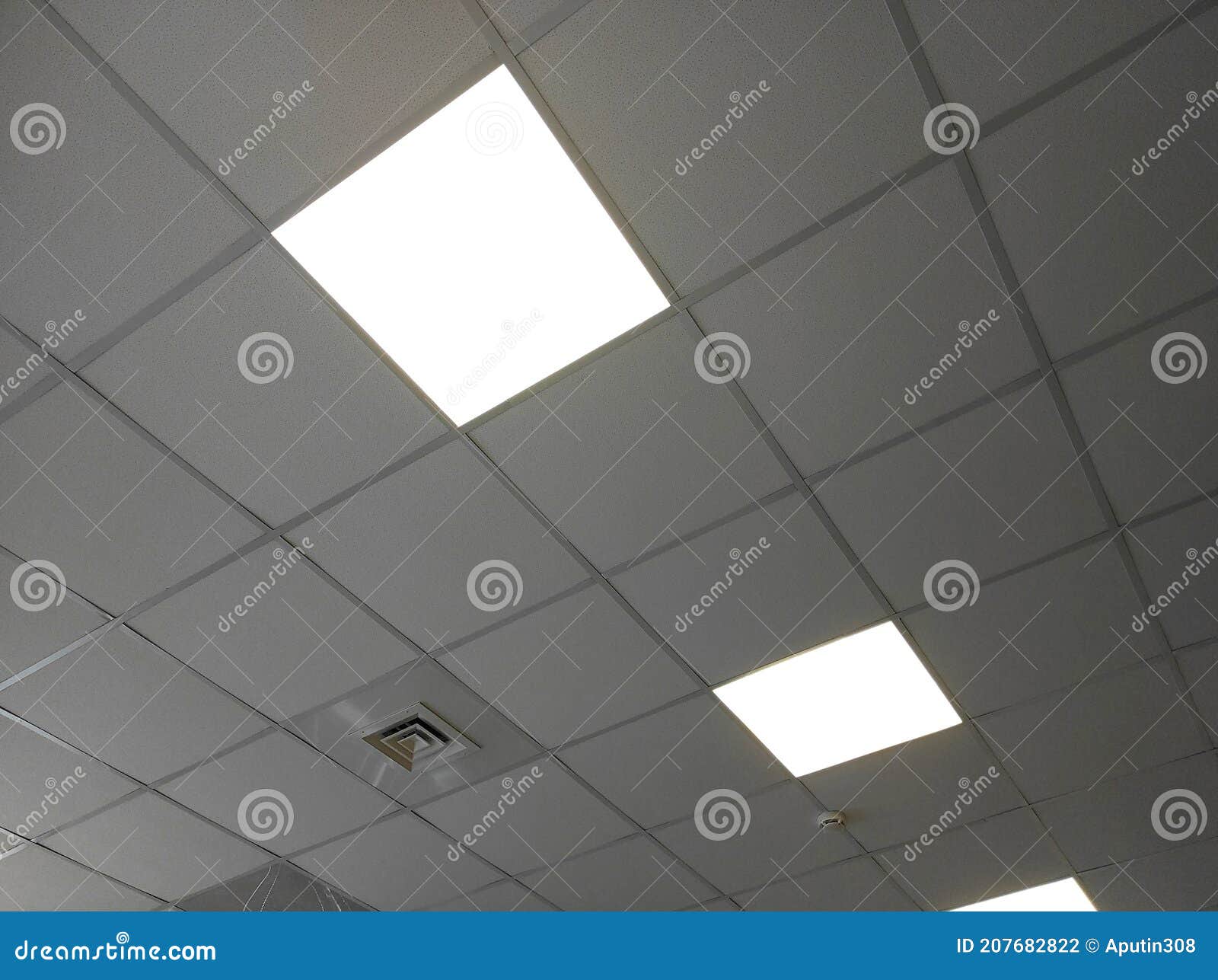 Suspended Ceiling with Square Lights Stock Photo - Image of documents ...