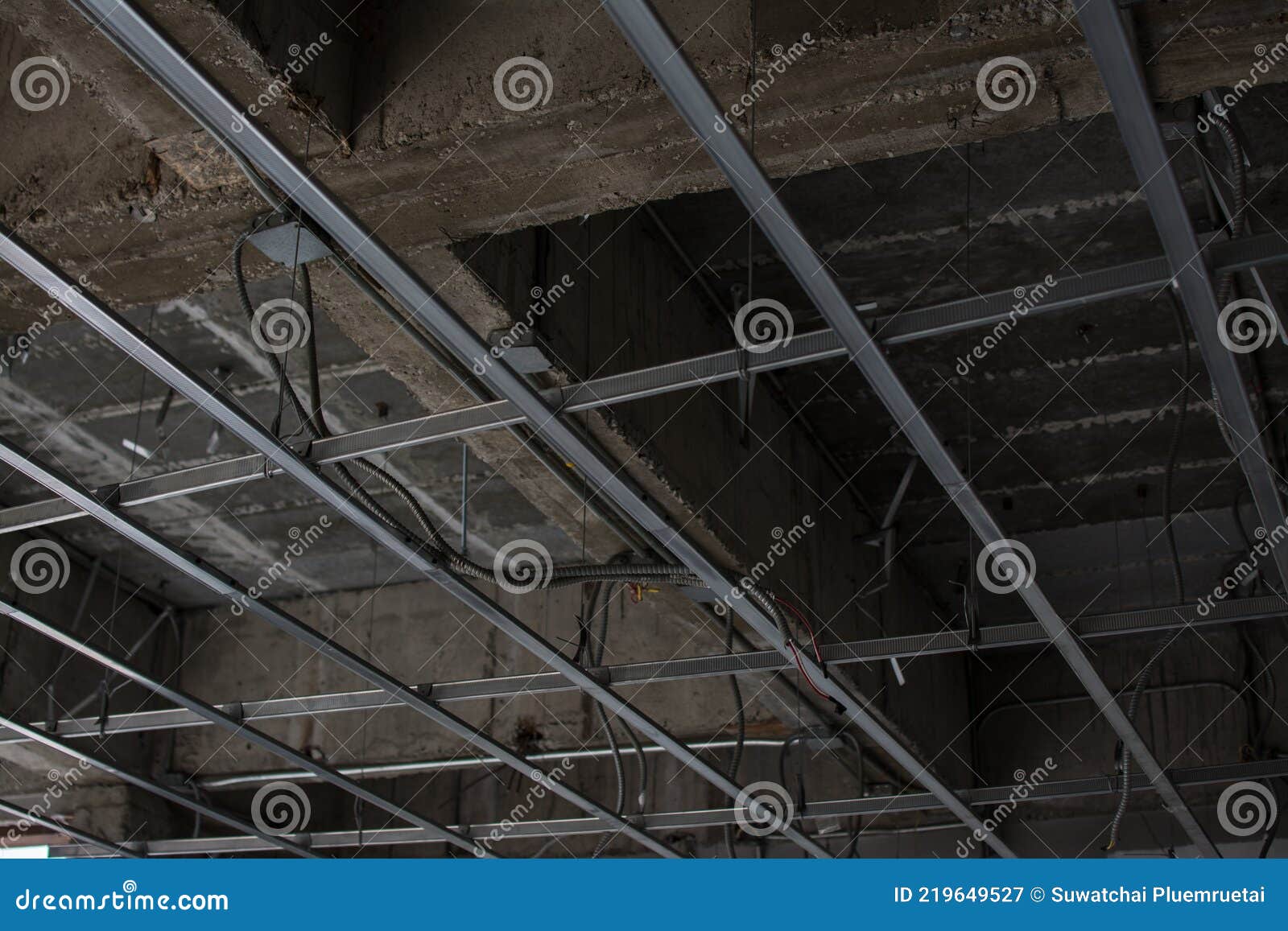 Suspended Ceiling Structure on Site Stock Image - Image of indoors ...