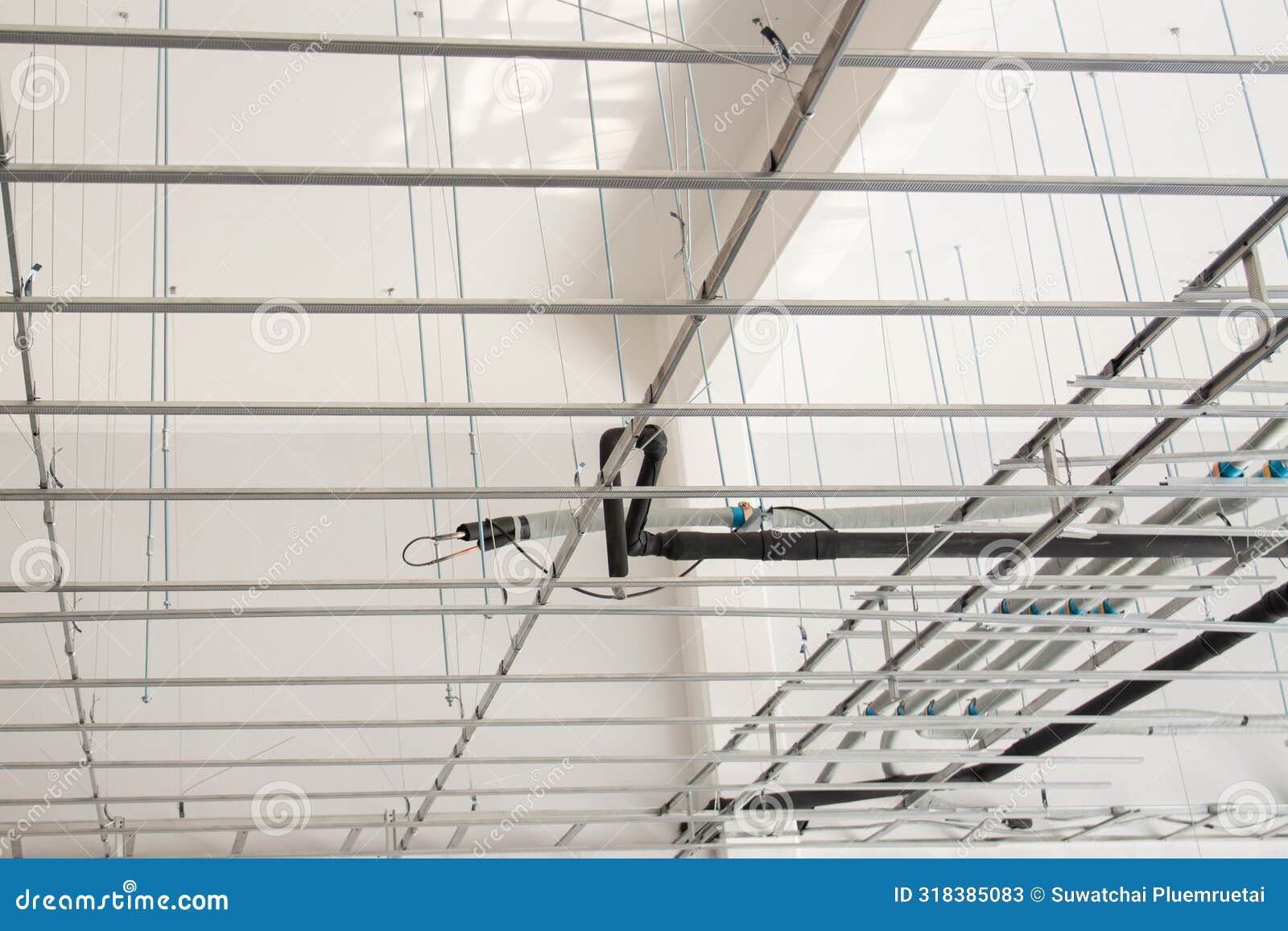 Suspended Ceiling Structure on Site Stock Image - Image of build ...