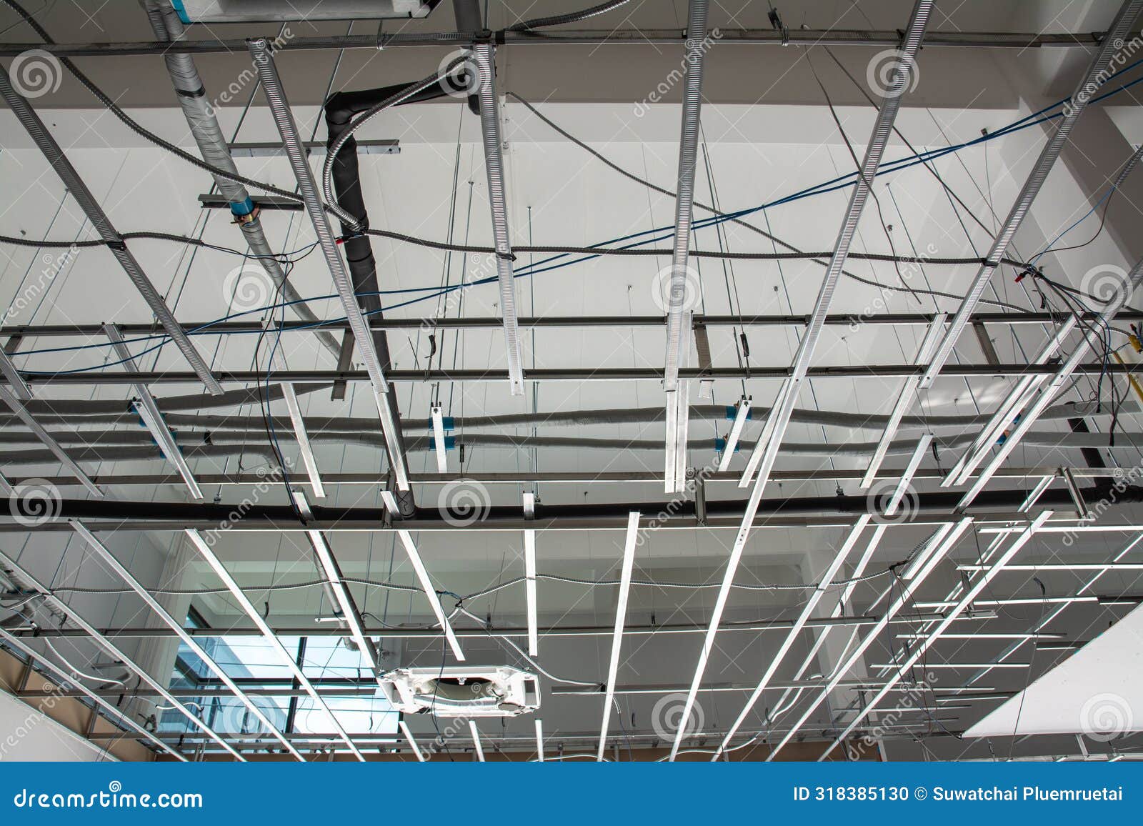 Suspended Ceiling Structure on Site Stock Photo - Image of home, board ...