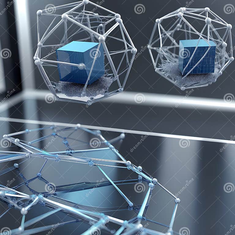 Suspended Cubes in Geometric Frames Stock Illustration - Illustration ...