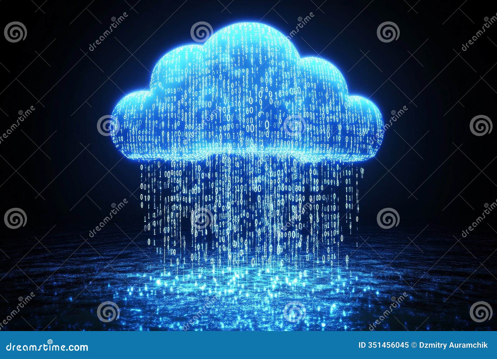 Suspended in a Dark Cyberspace, a Digital Cloud Icon Composed of ...
