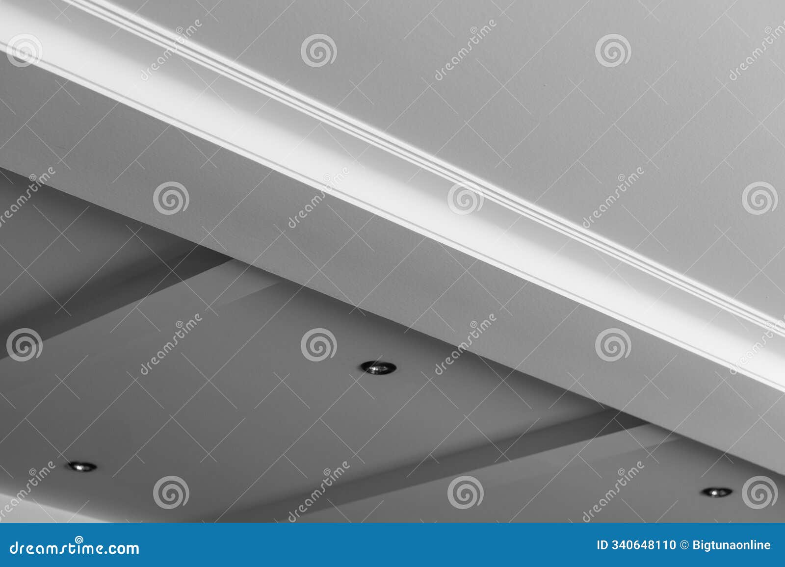 Suspended and Grid Ceiling with LED Spots Lamps and Drywall ...