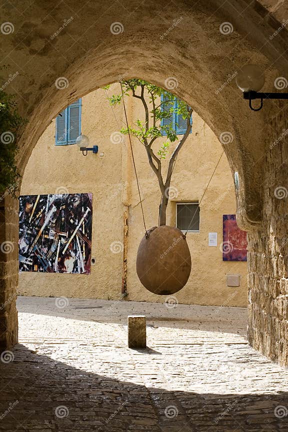 Suspended Orange Tree in Jaffa Stock Image - Image of arabic, building ...