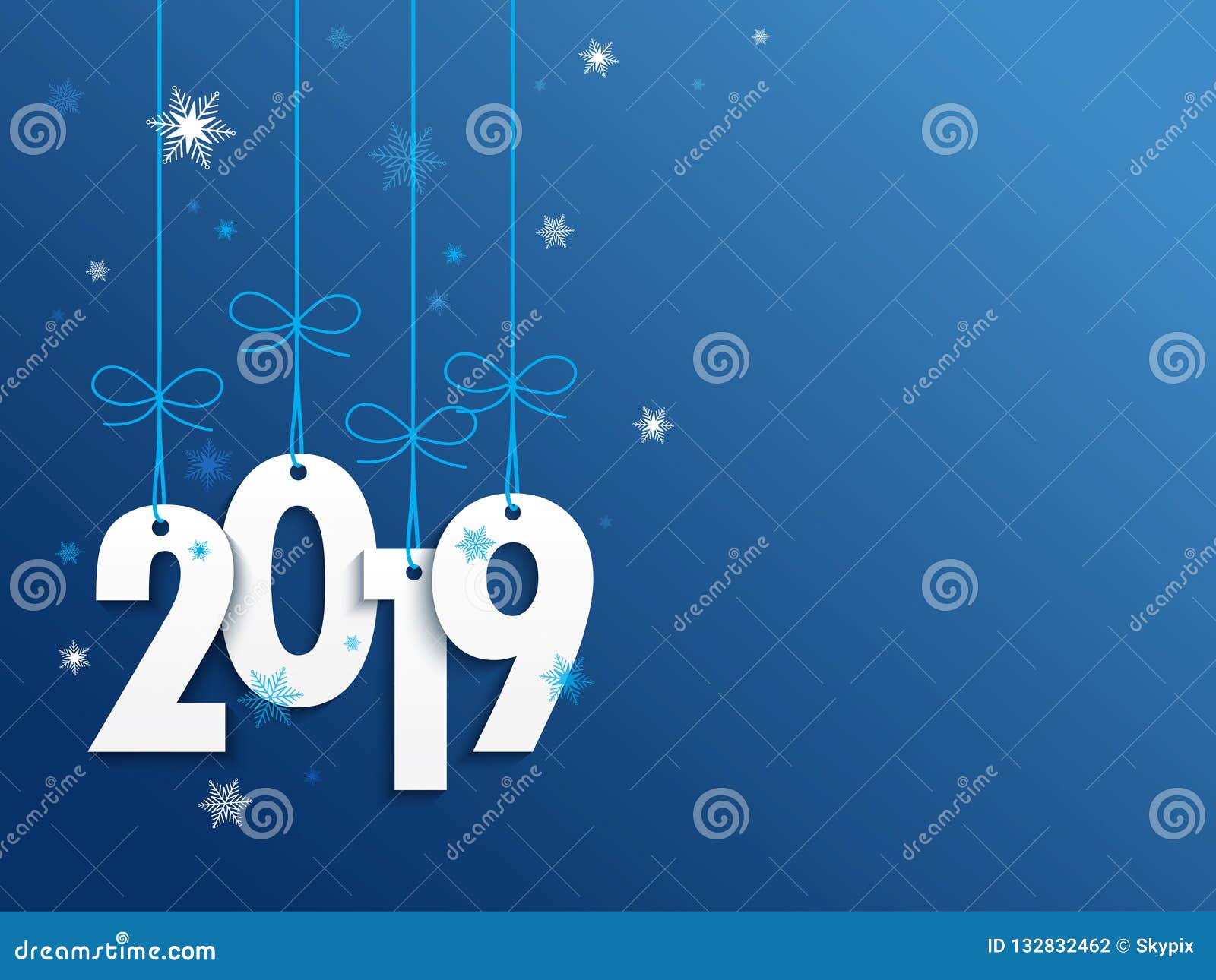 2019 on Blue Background with Snowflakes Stock Vector - Illustration of ...