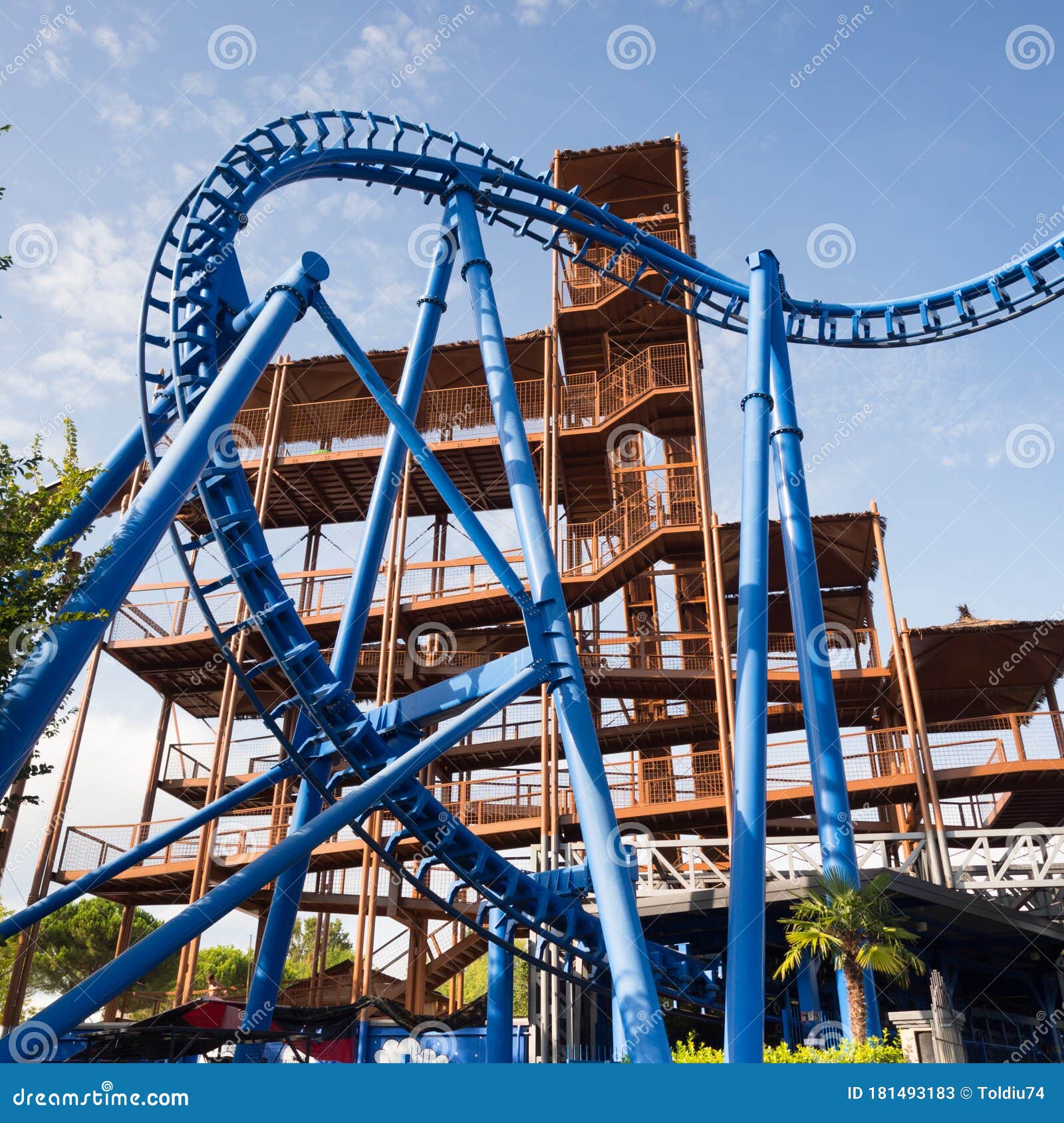 The Suspended Roller Coaster Rails in an Amusement Park Stock Image ...