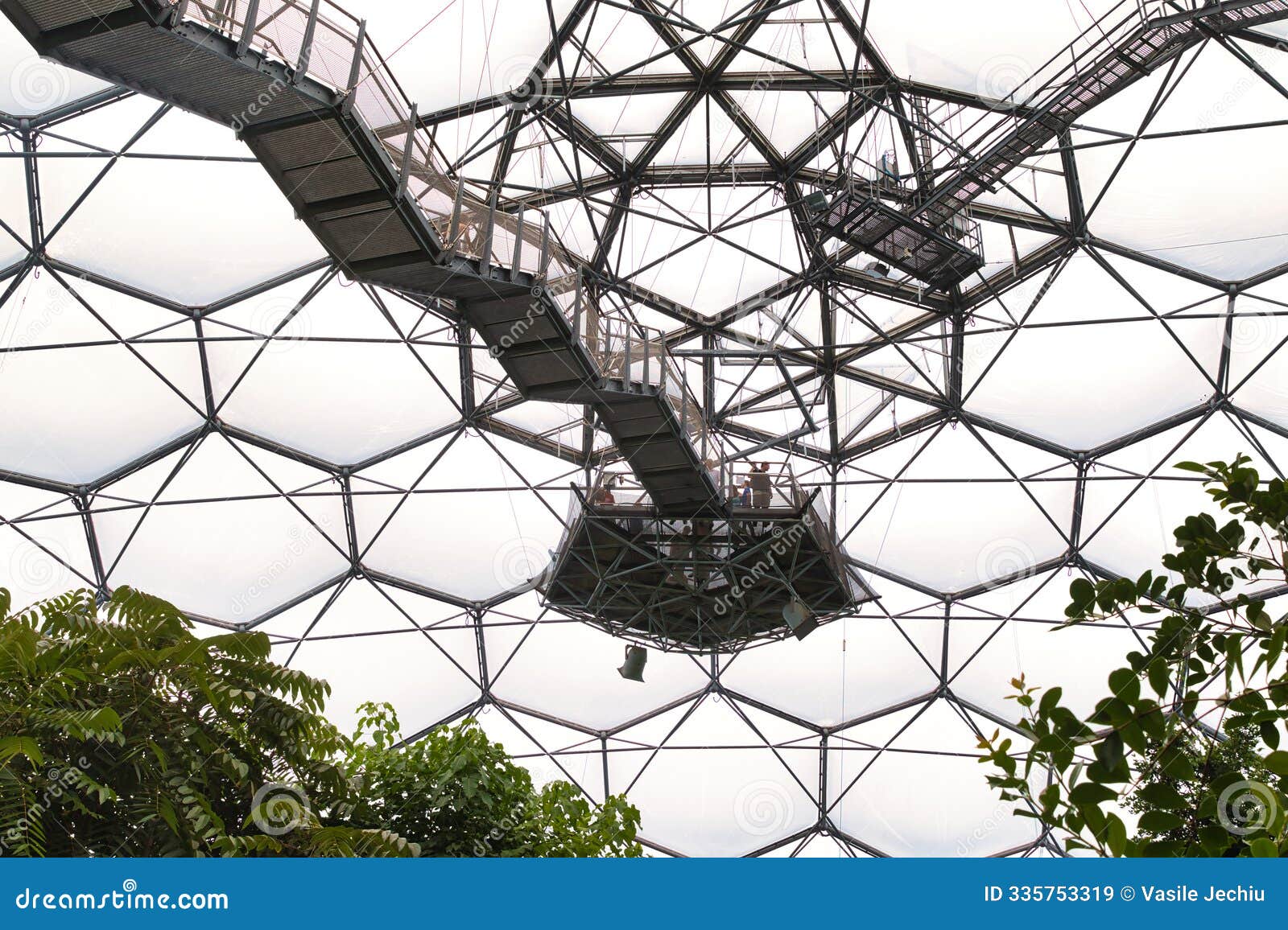 Suspended Walkway in a Geometric Dome at Eden Project in Cornwall, UK ...