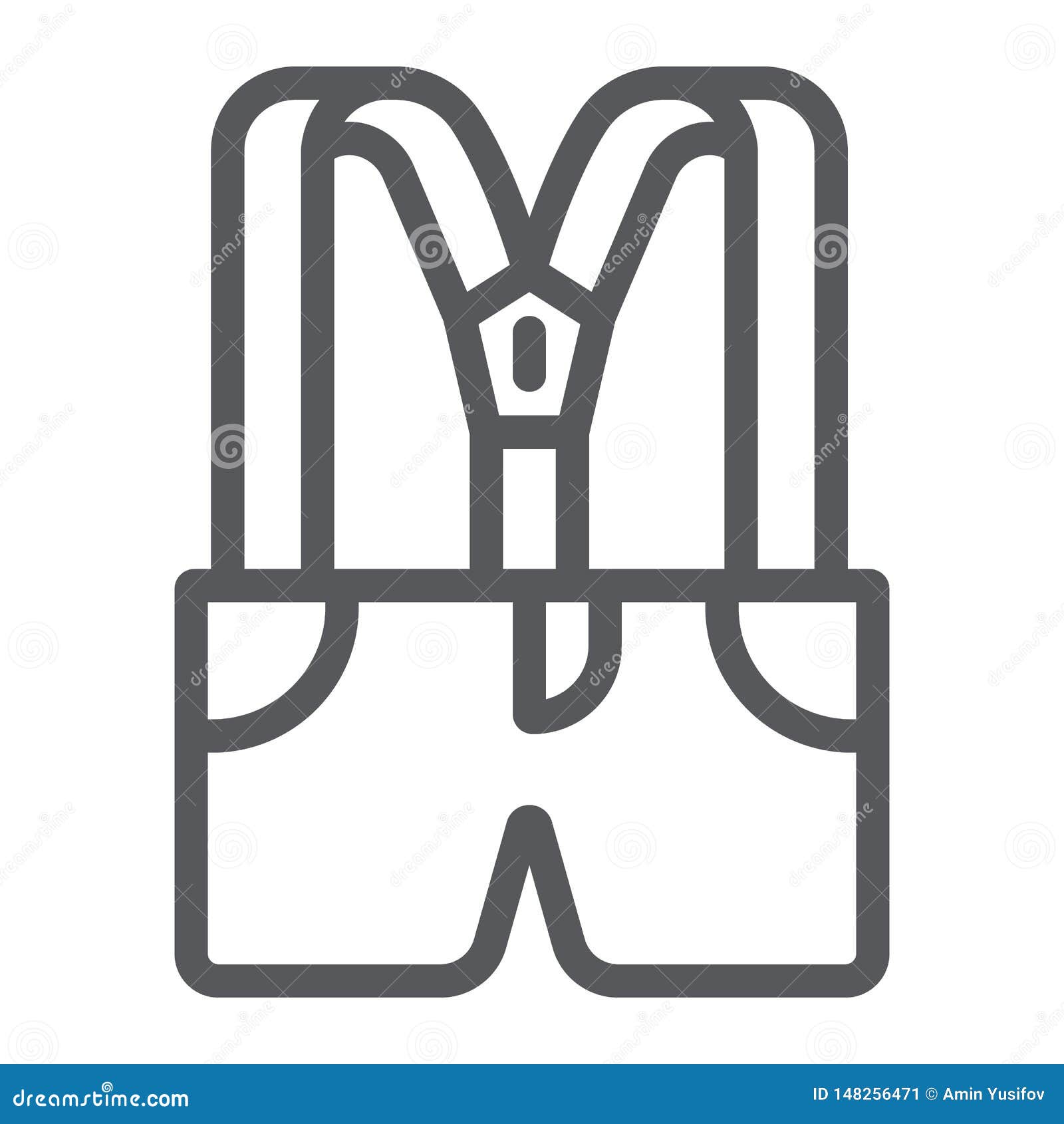 Suspenders with Pants Line Icon, Clothes and Accessory, Jumpsuit Sign, Vector Graphics, a Linear ...