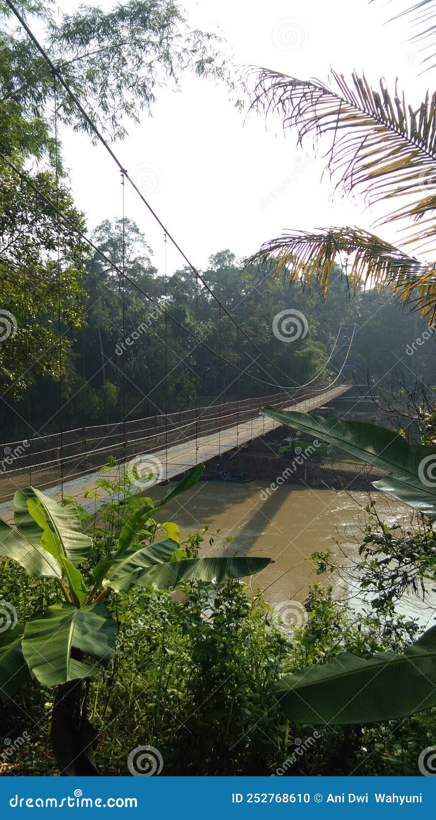 The Suspension Bridge Above Serayu River in Central Java Indonesia ...