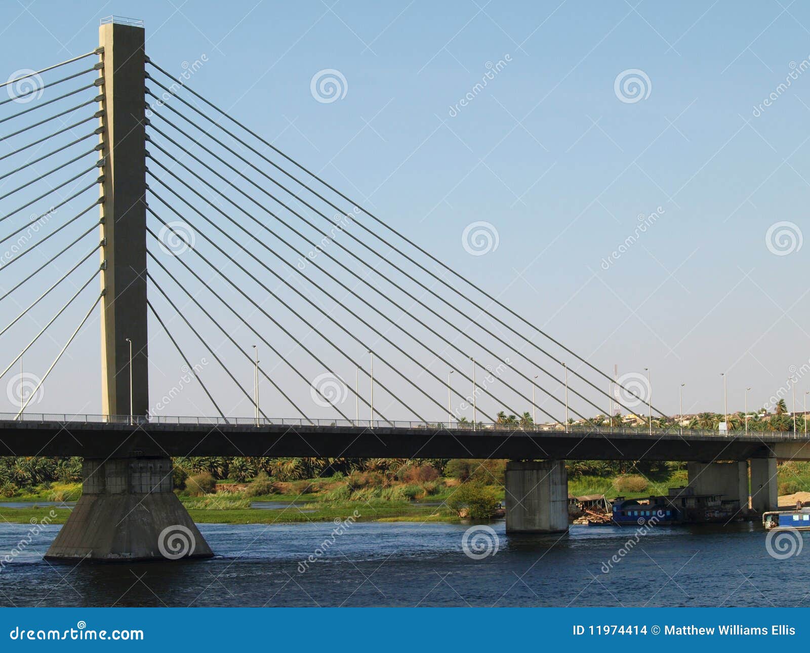 Suspension Bridge Across the Nile Stock Photo - Image of nile ...