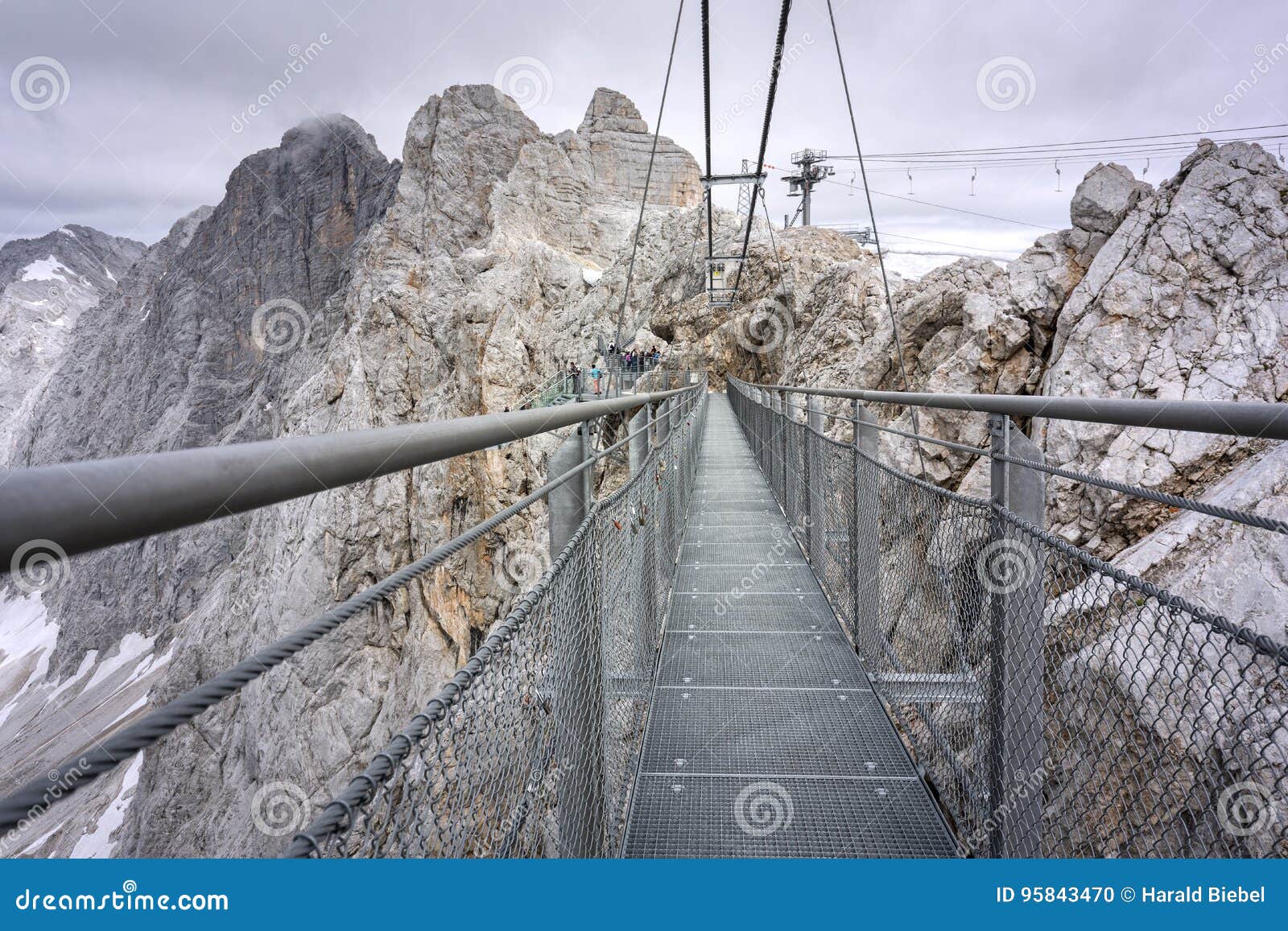 Suspension Bridge in the Austrian Mountains Stock Photo - Image of alps ...