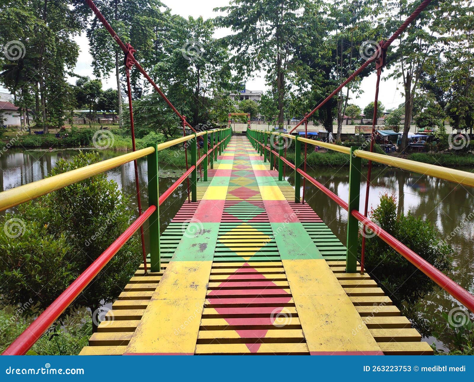 Suspension Bridge with Colorful Texture Crossing Tools Stock Image ...