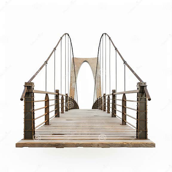 Suspension Bridge Front View Isolated on White Background Stock ...