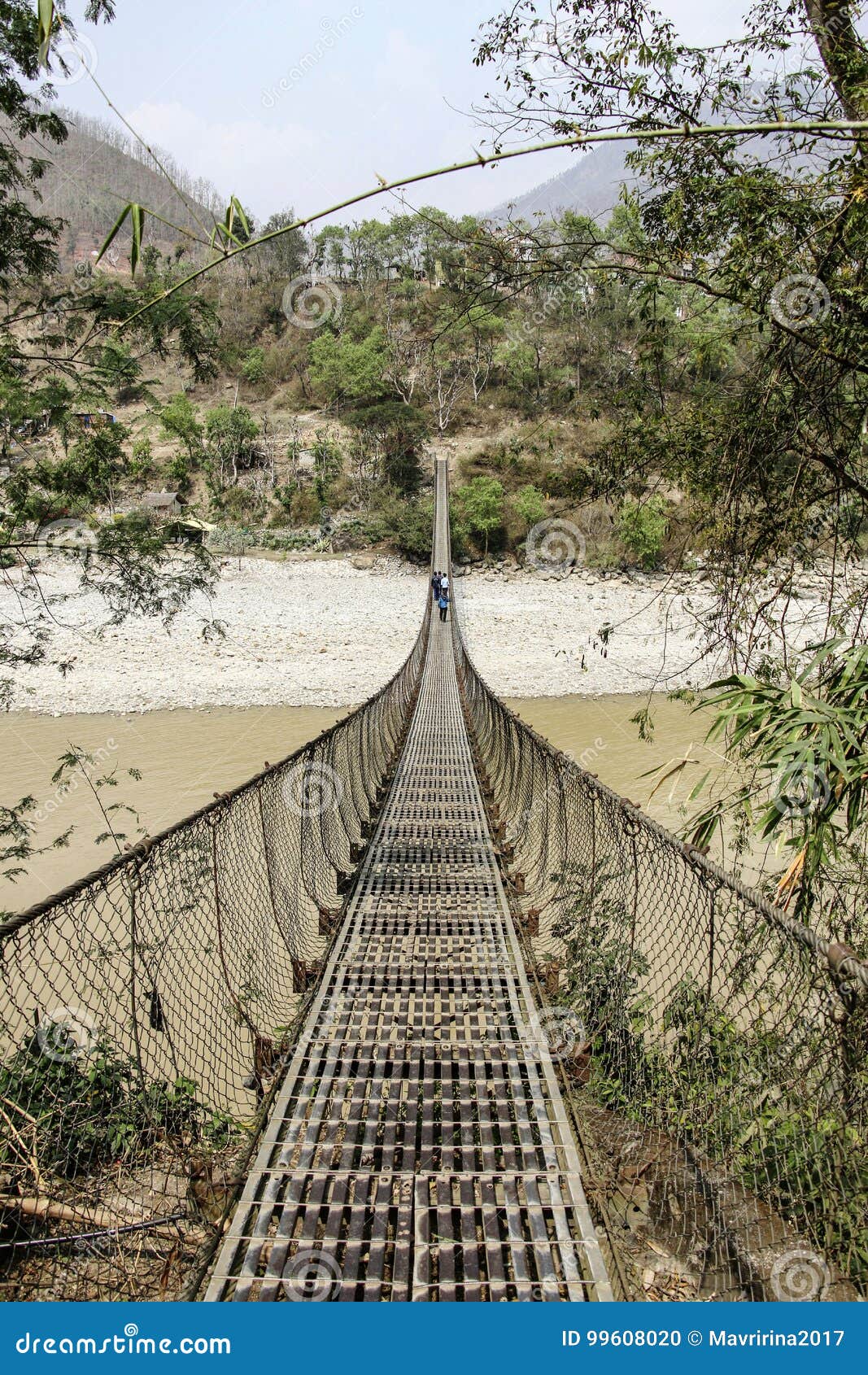 Suspension Bridge Himalayas Nepal Stock Photo - Image of nepali ...