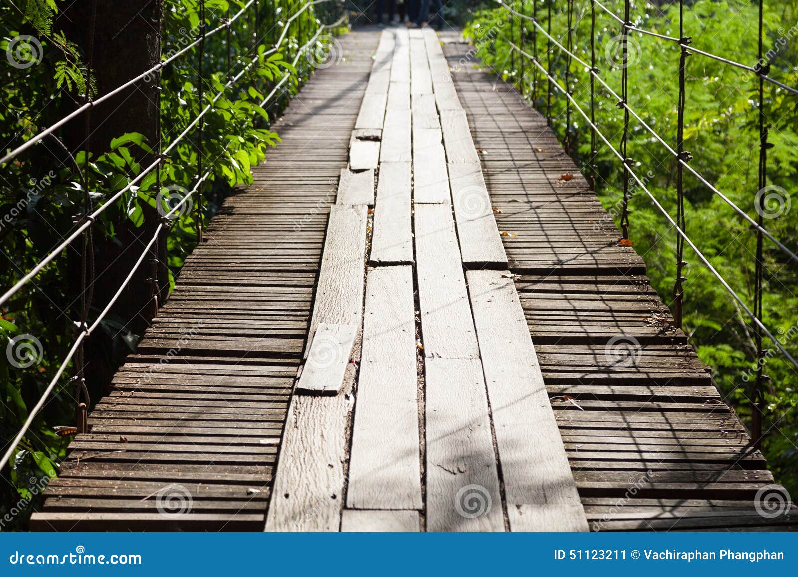 Suspension Bridge Made of Wood Stock Image - Image of bridge ...