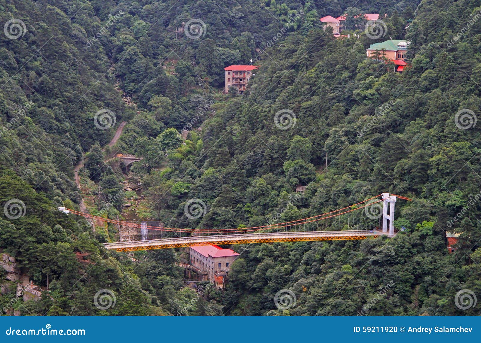 Suspension Bridge in National Park of Mountain Lu Stock Photo - Image ...