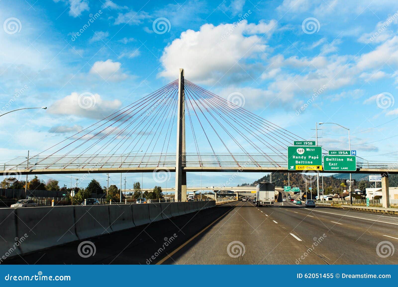 Suspension Bridge Over Freeway Stock Image - Image of lanes, busy: 62051455