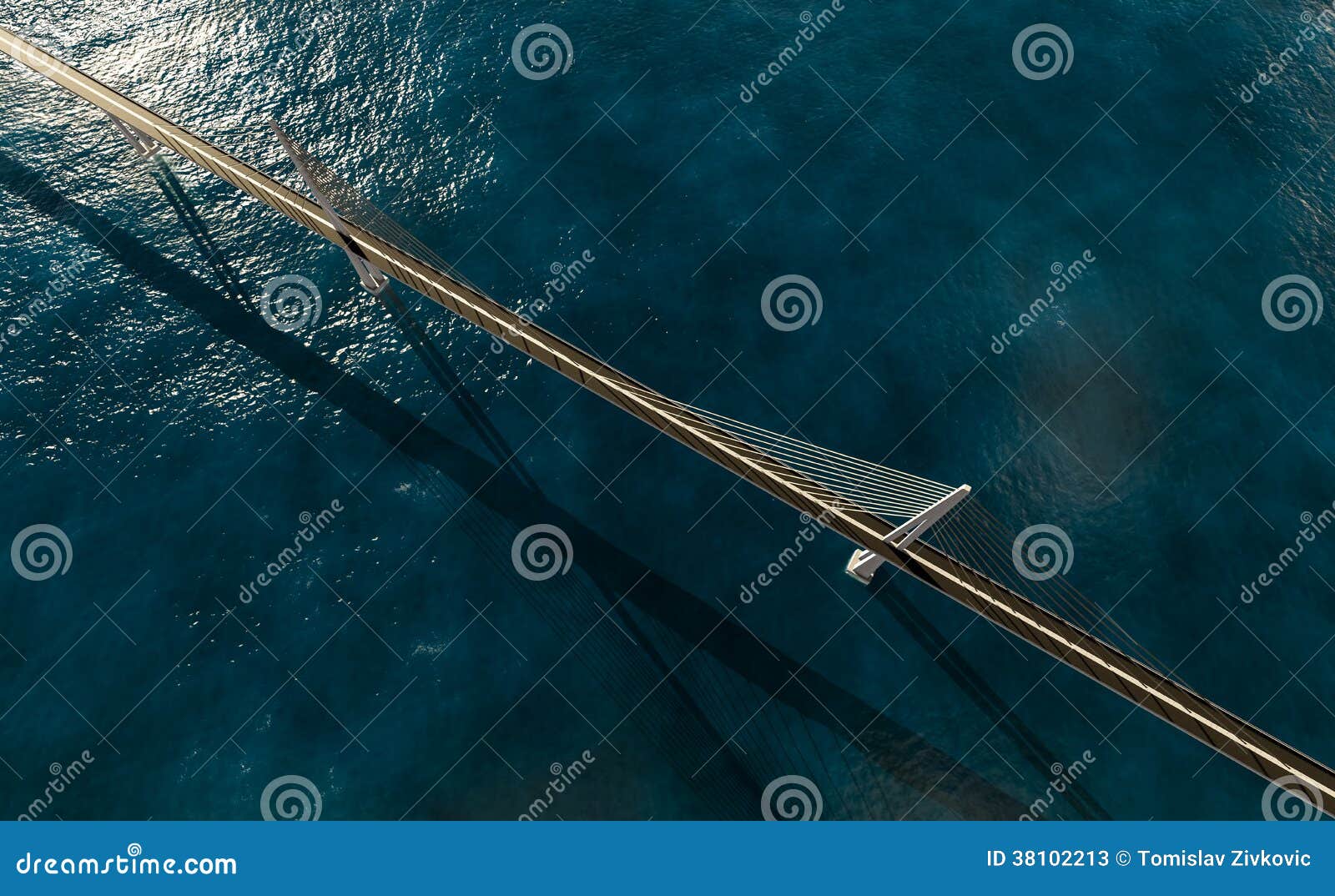 Suspension Bridge Over Ocean Stock Illustration - Illustration of ...
