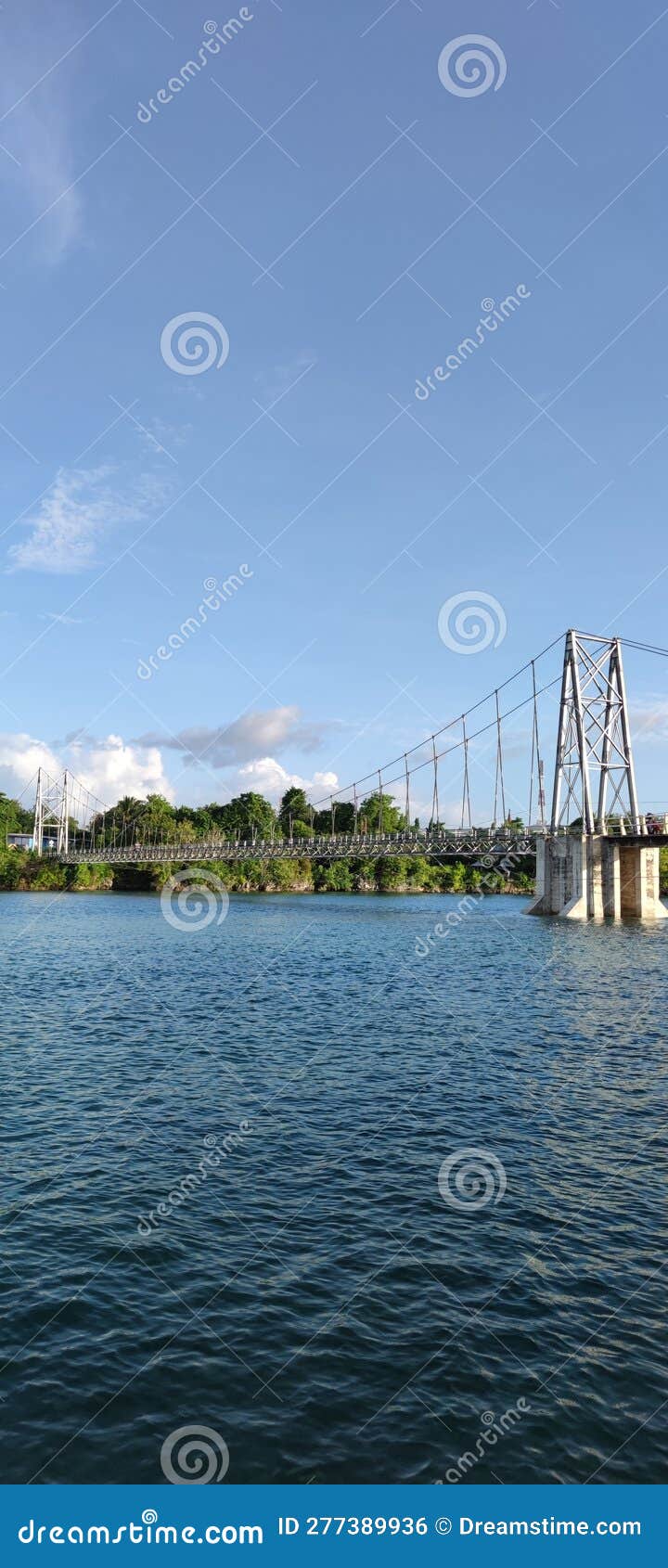 Suspension Bridge Over the River Stock Photo - Image of river, vacation ...