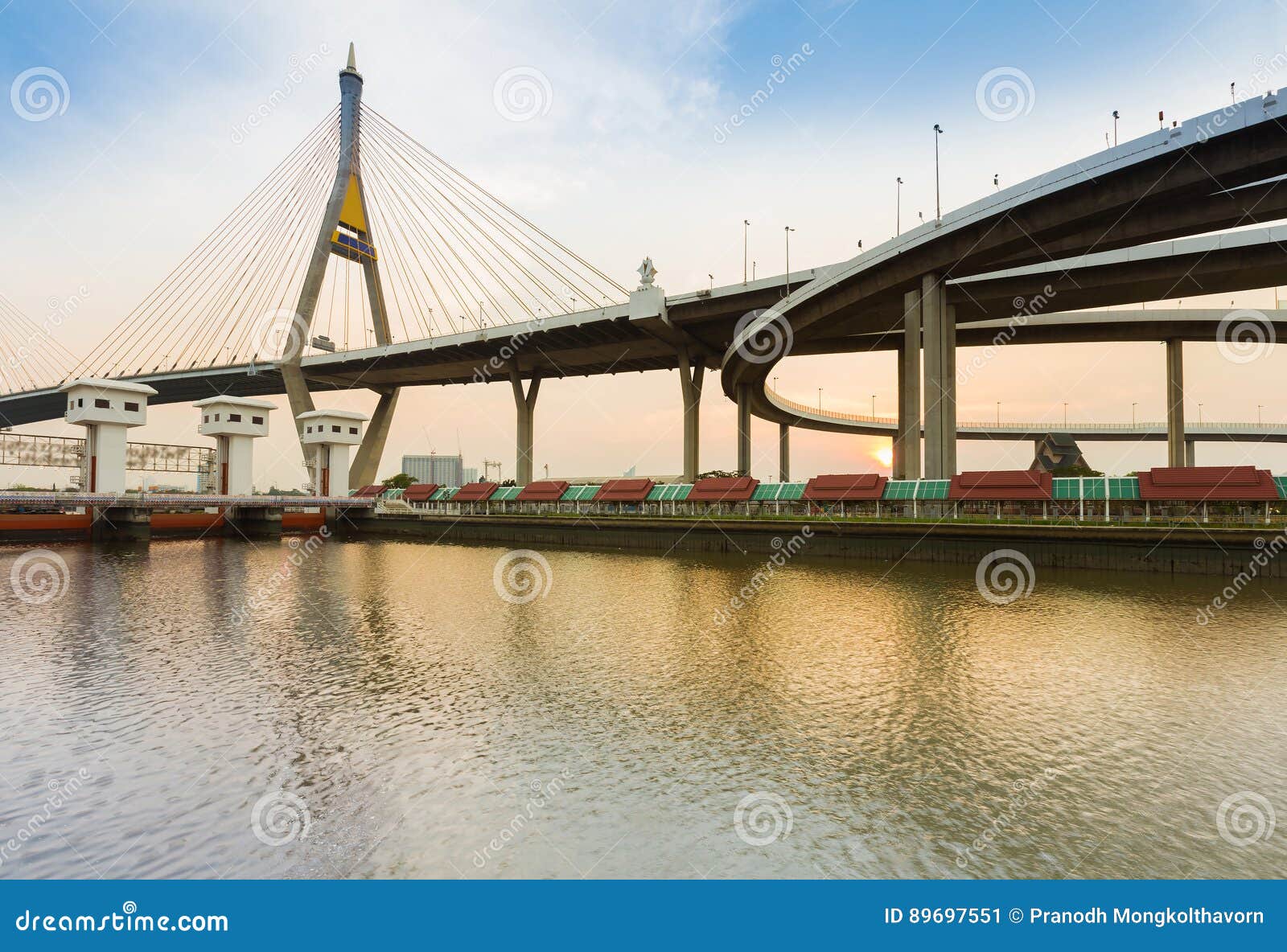 Suspension Bridge Over Watergate River Front Stock Image - Image of ...