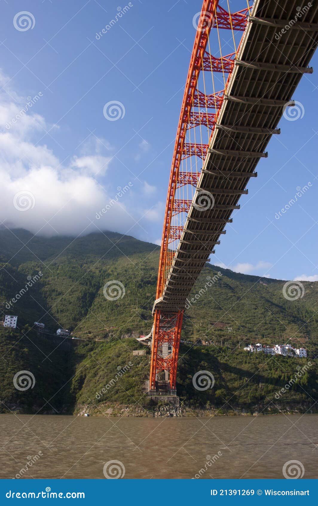 Suspension Bridge Over Yangtze River, China Stock Image - Image of ...