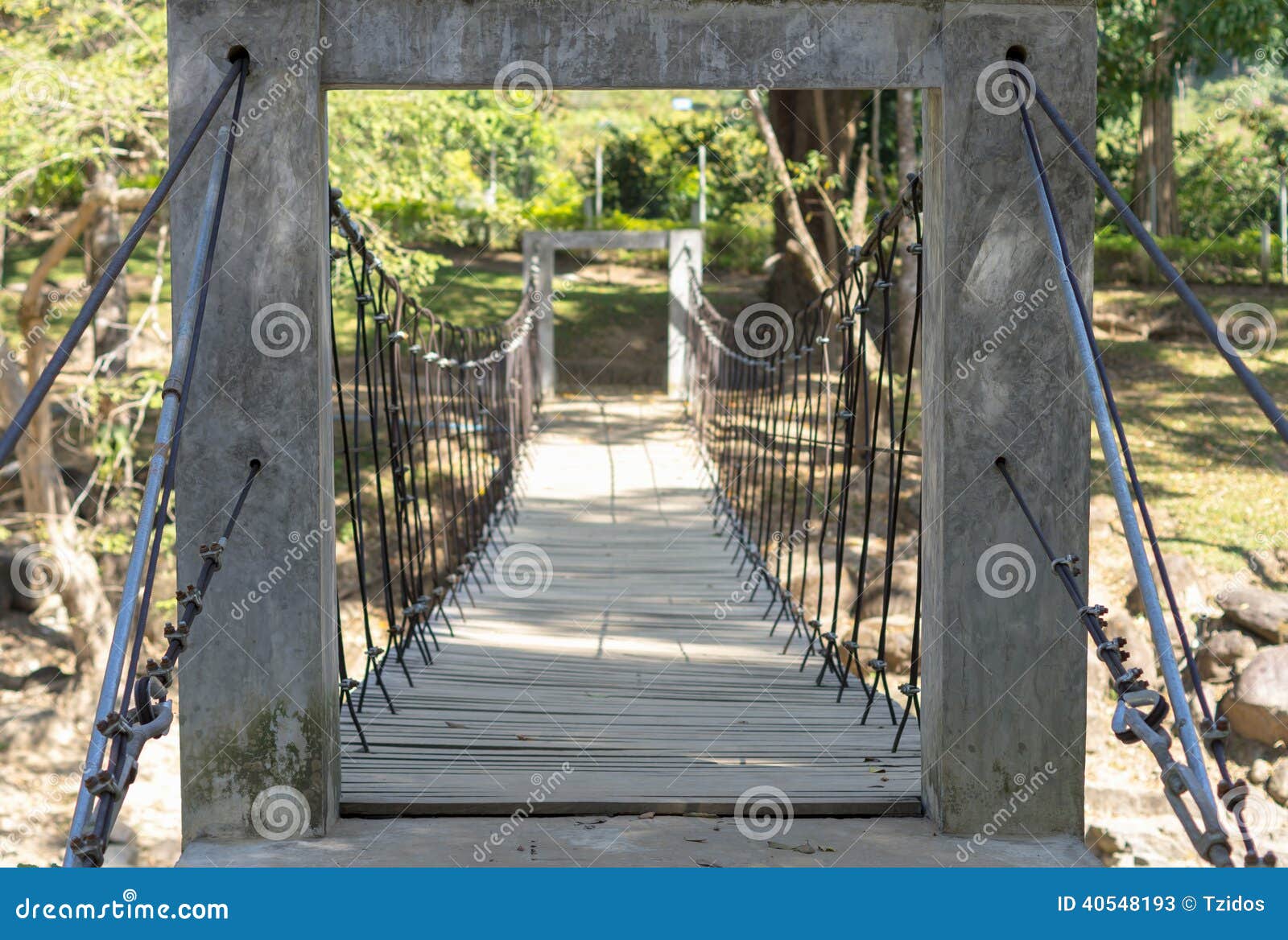 Suspension Bridge of Ropes and Woods Stock Image - Image of cliff ...