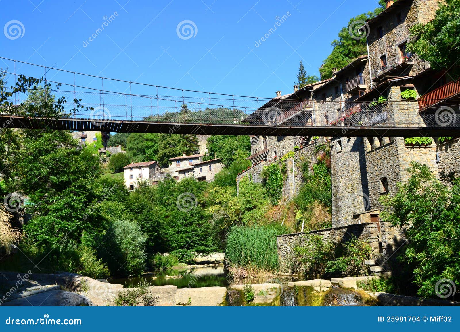 Suspension bridge in Rupit stock photo. Image of river - 25981704