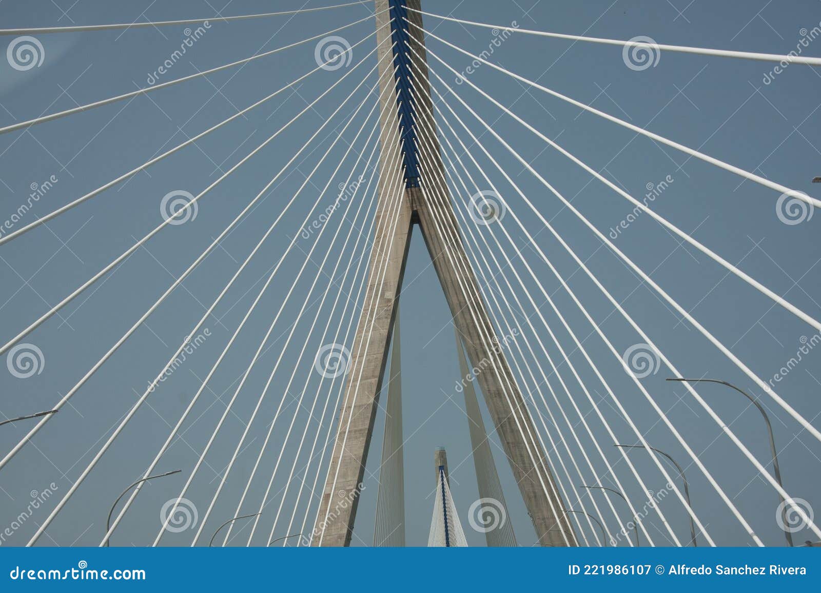 Suspension Bridge Structure Seen from Below Stock Image - Image of ...
