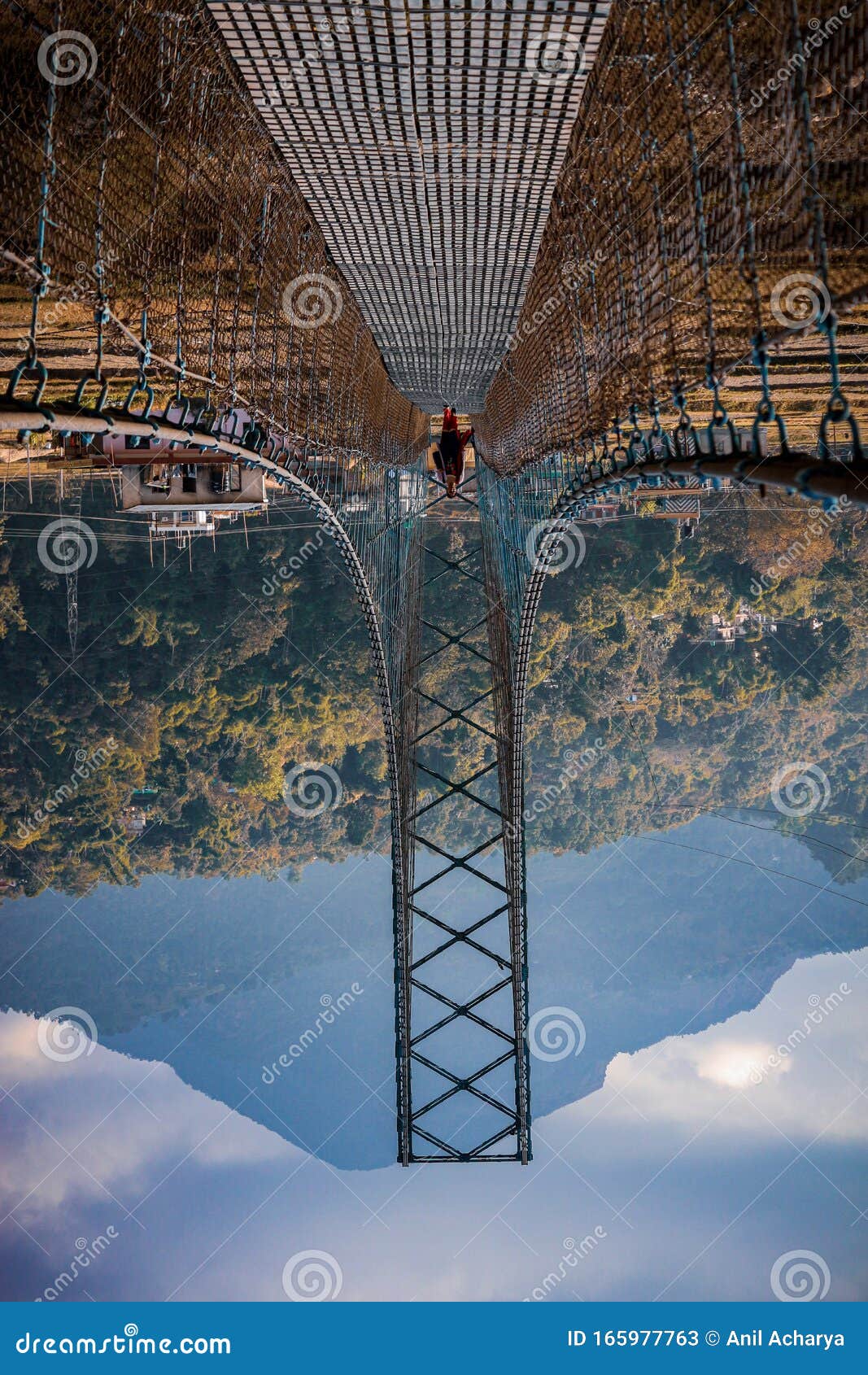 Suspension Bridge Upside Down with Magestic View Editorial Stock Photo ...
