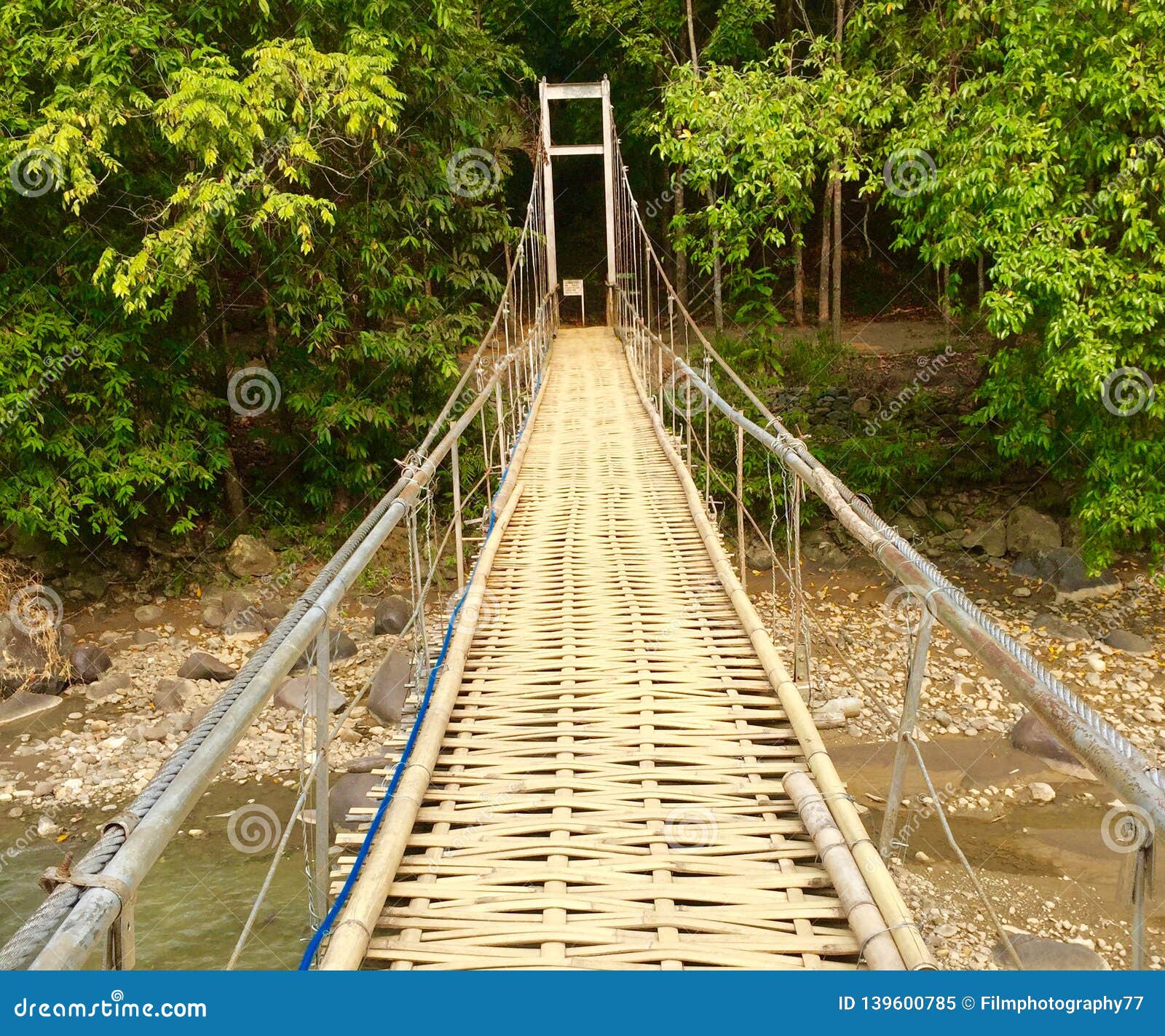 Suspension Bridge Using Bamboo and Iron Stock Image - Image of forests ...