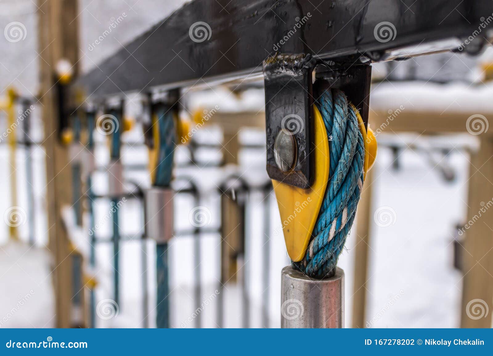 Suspension Cable, Closeup of the Suspension Bridge Cable Mount Stock ...