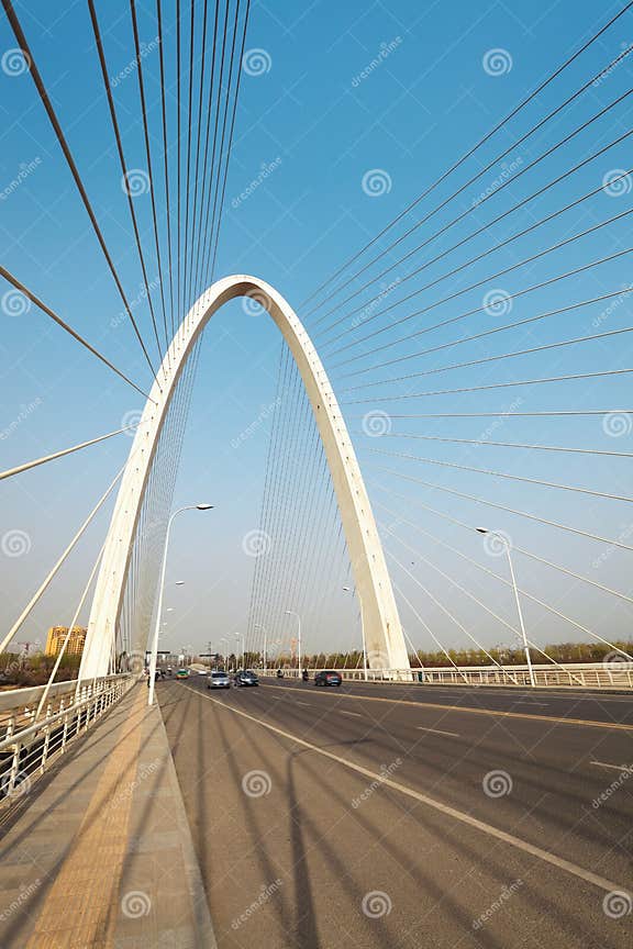 Suspension Cable Stayed Bridge in Xian Stock Photo - Image of bridge ...