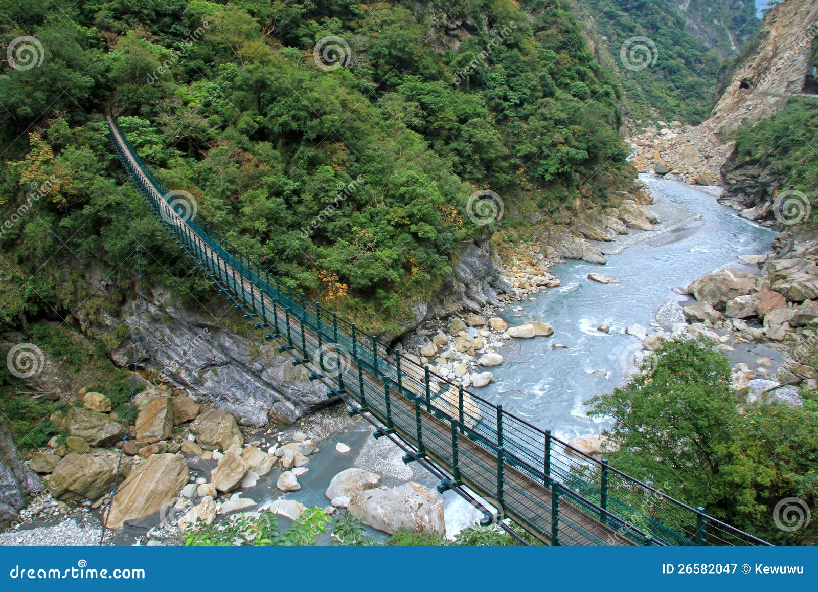A Suspension Footbridge in Taiwan Stock Image - Image of green ...