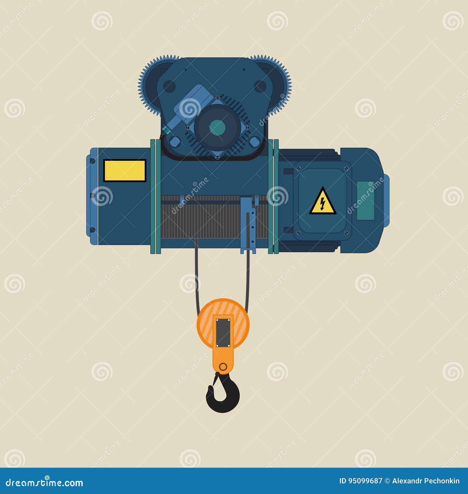 Suspension Hook and an Electric Hoist Stock Vector - Illustration of ...