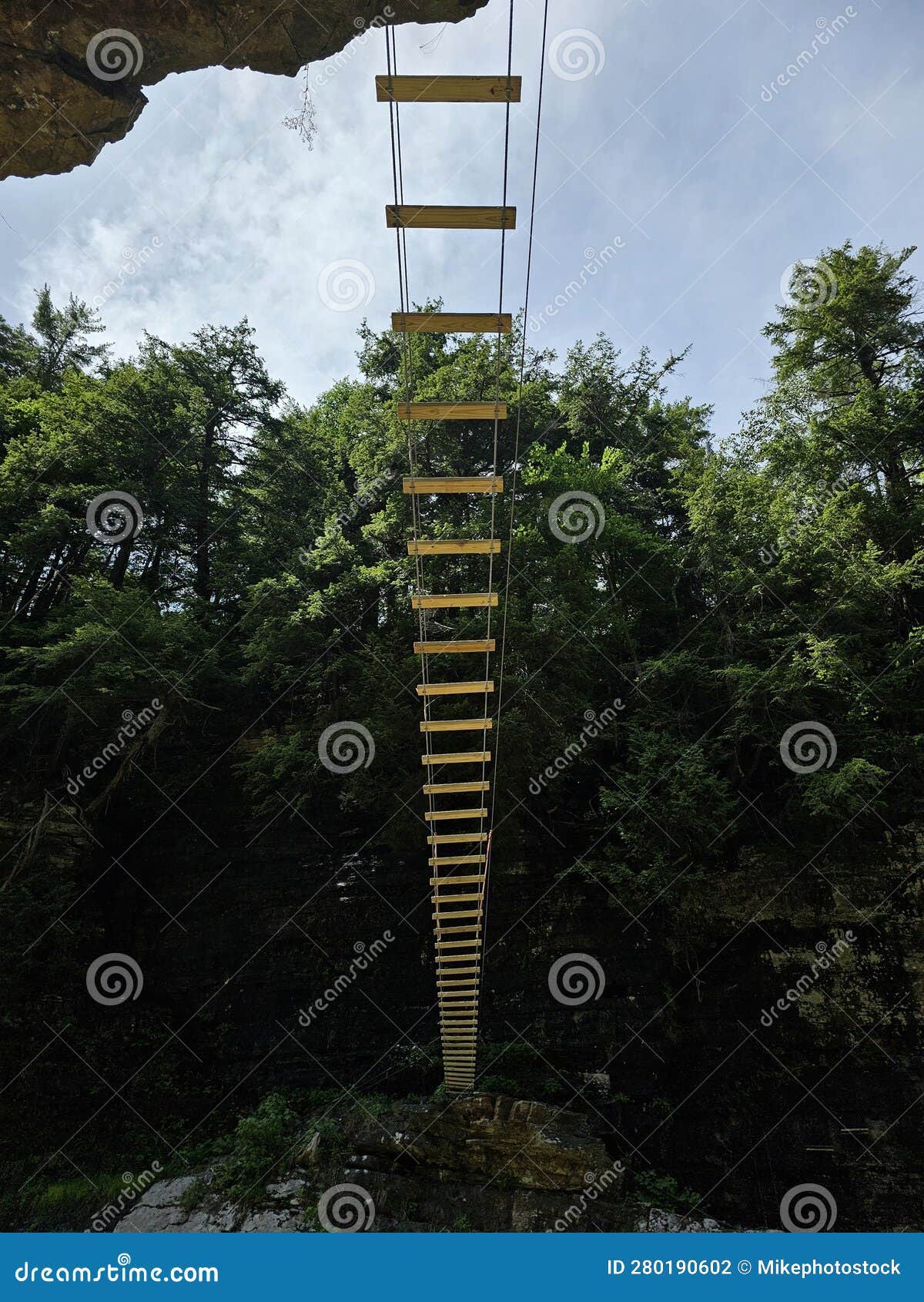 Suspension Leader Bridge in Ausable Chasm Canyon Stock Photo - Image of ...