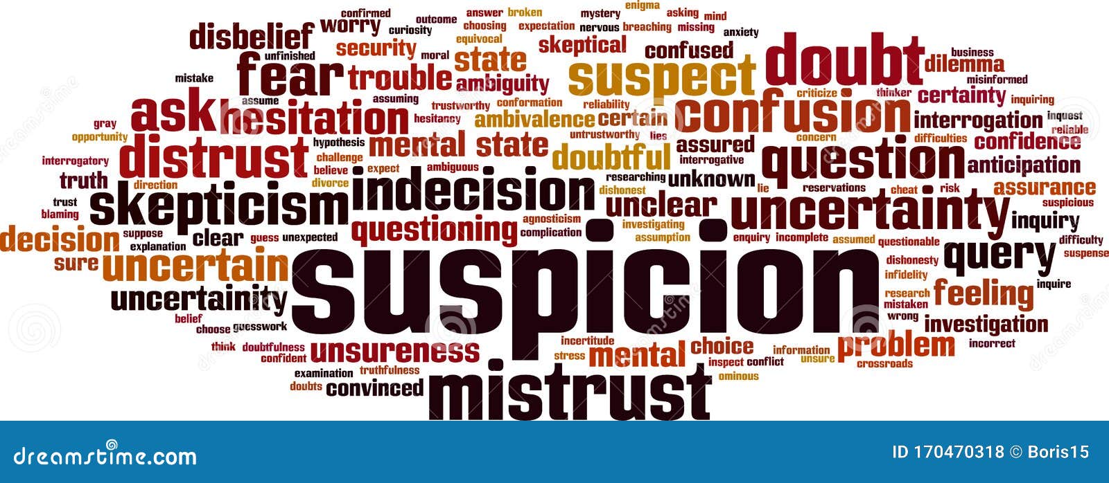 Suspicion word cloud stock vector. Illustration of mistake - 170470318