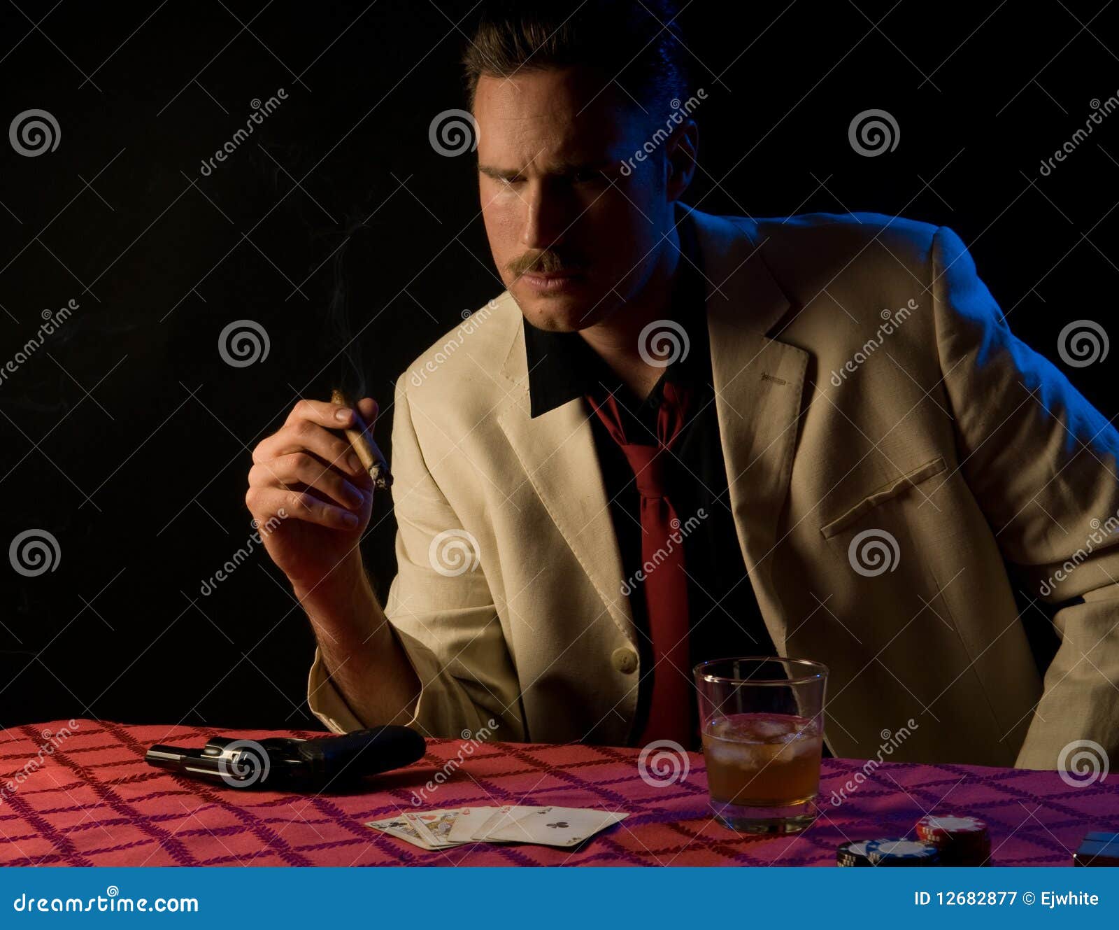 Suspicious Looking Gangster, with Gun Stock Image - Image of handgun ...