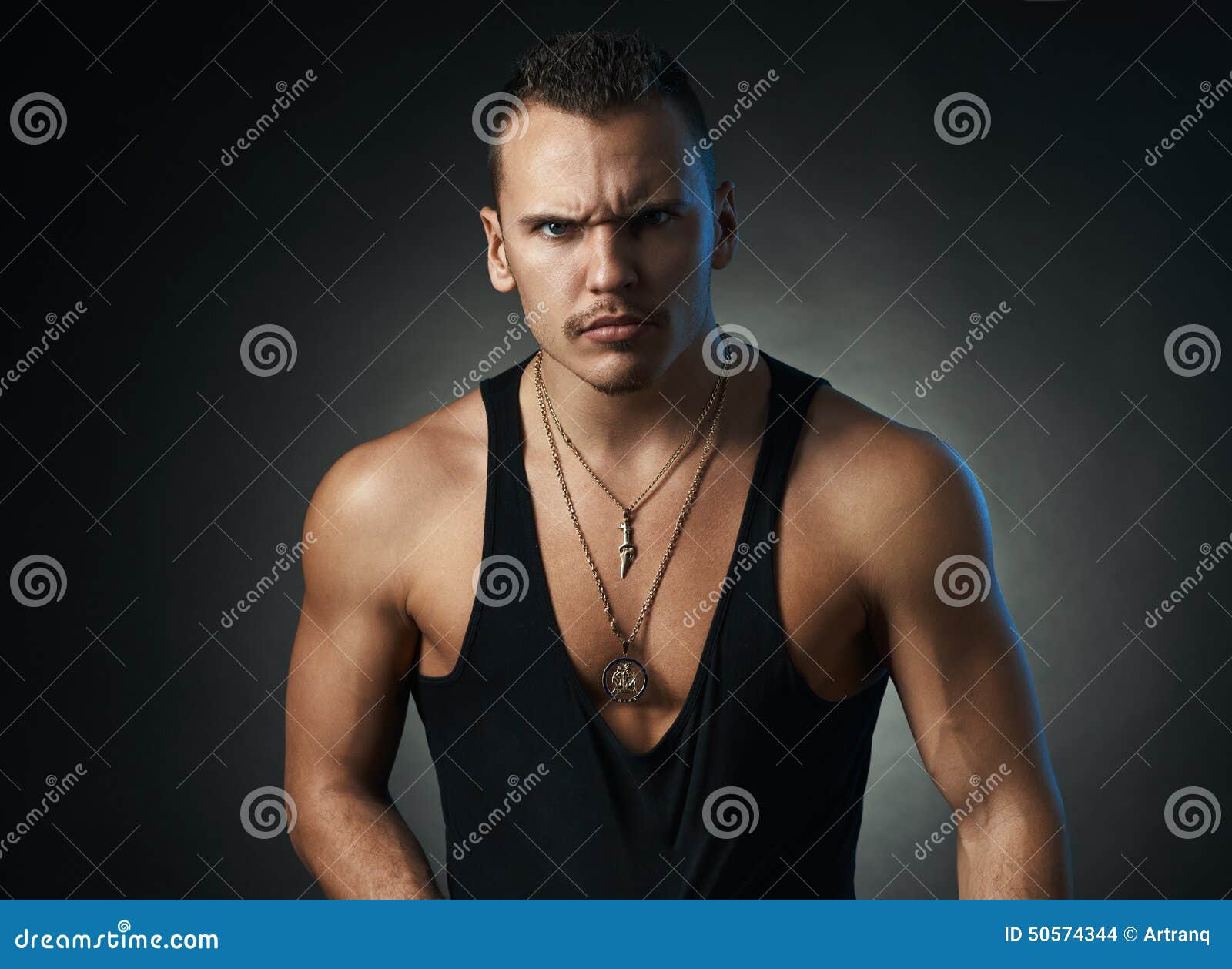 Suspicious Man on a Black Background Stock Photo - Image of male ...