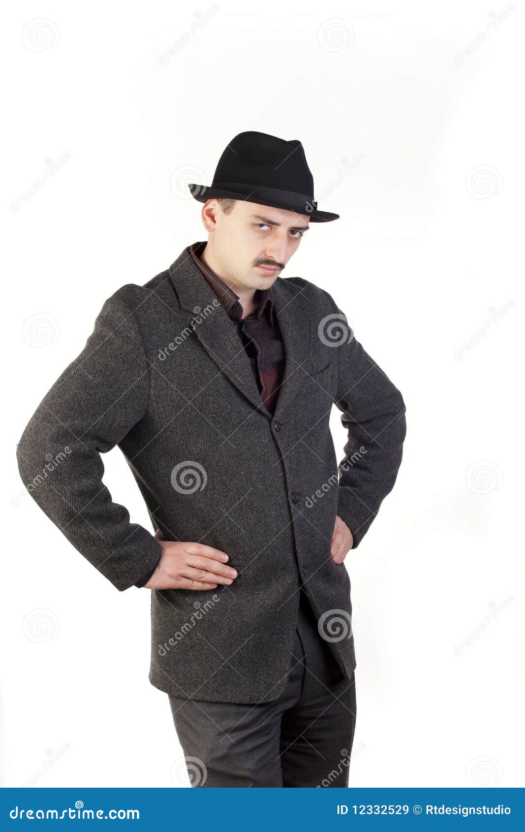 Suspicious man in hat stock image. Image of mysterious - 12332529