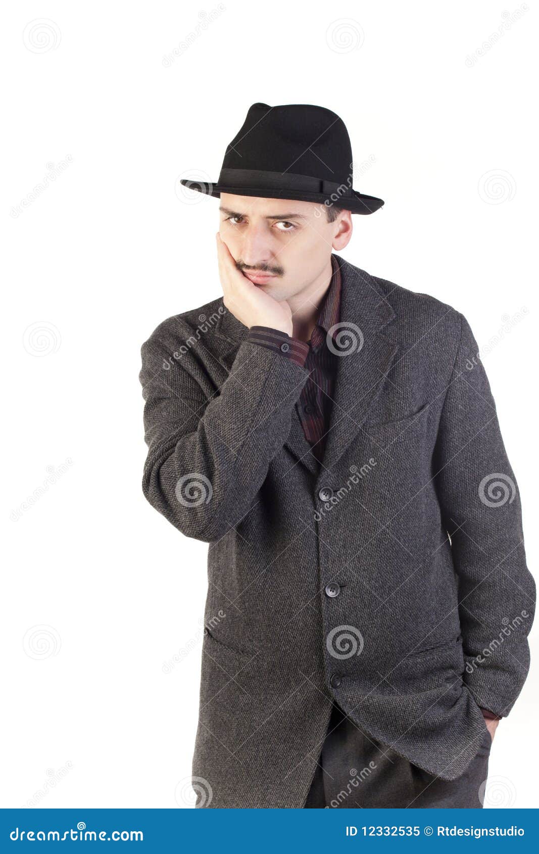 Suspicious man in hat stock image. Image of mystery, face - 12332535