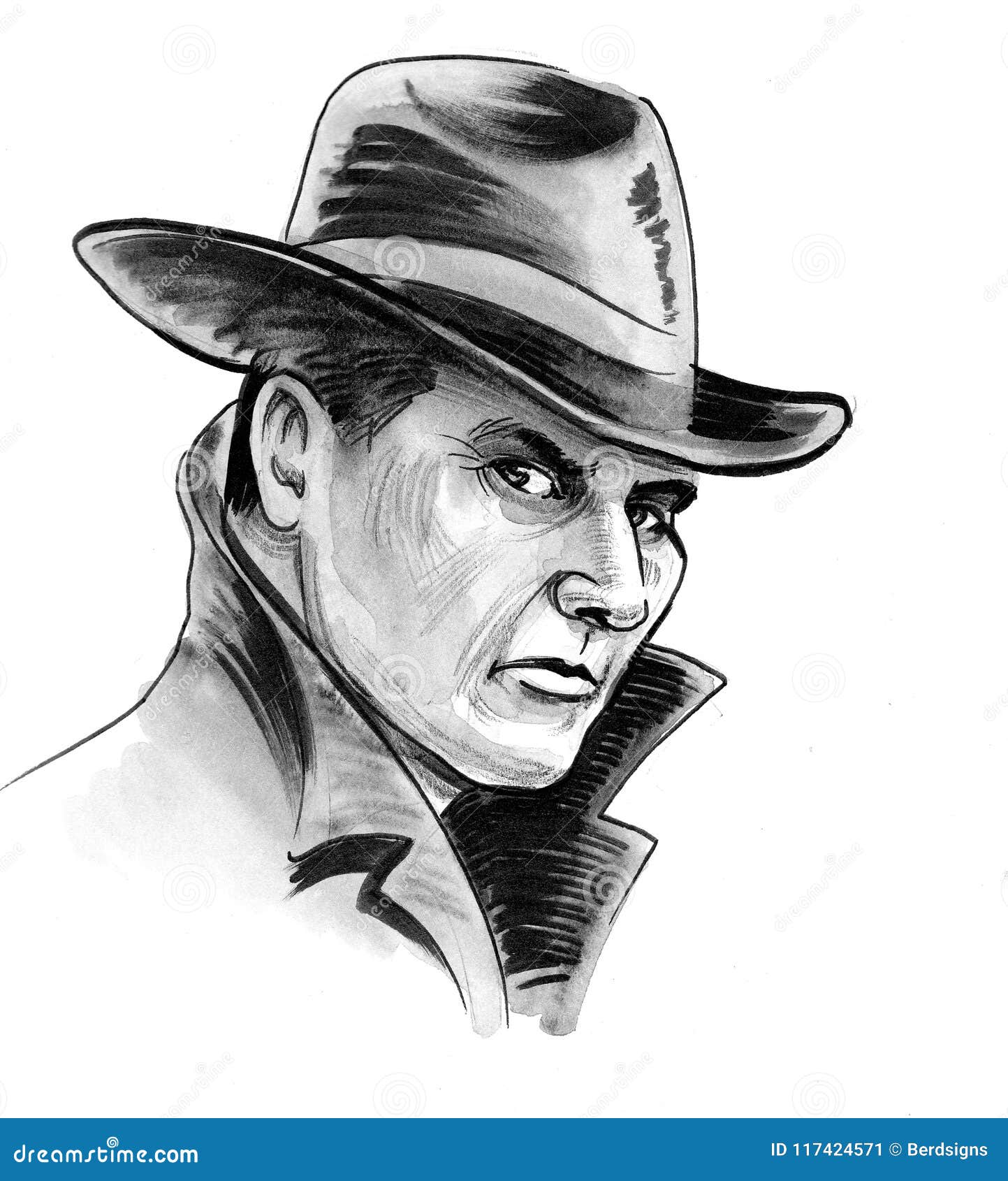 Suspicious man stock illustration. Illustration of drawing - 117424571